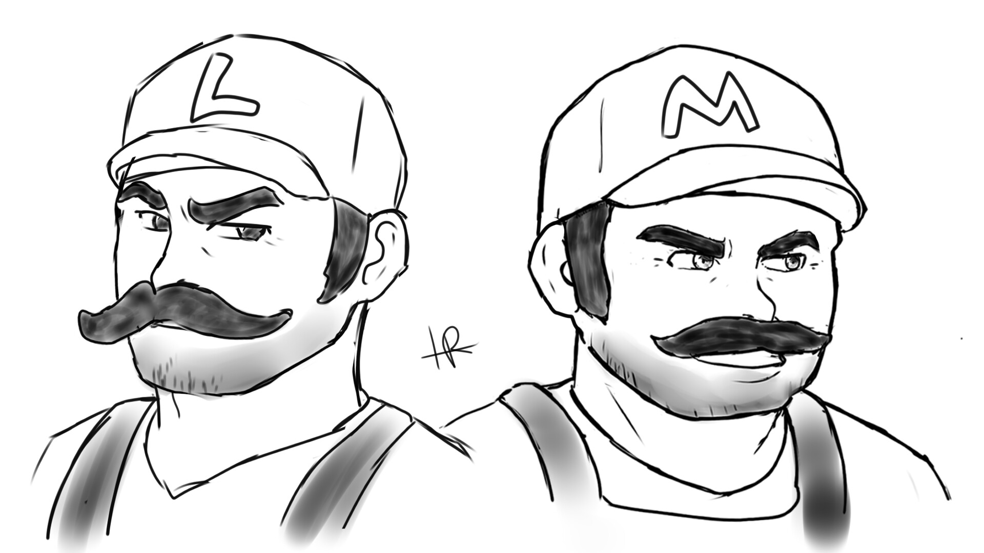ArtStation - Sketch Chara 4 ( Luigi & Mario )