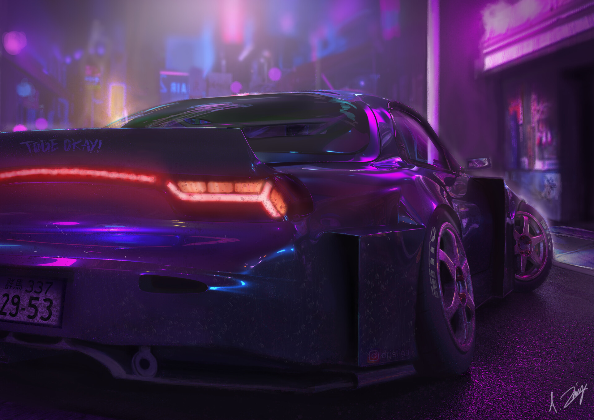 ArtStation - Mazda RX7 Tokyo Night
