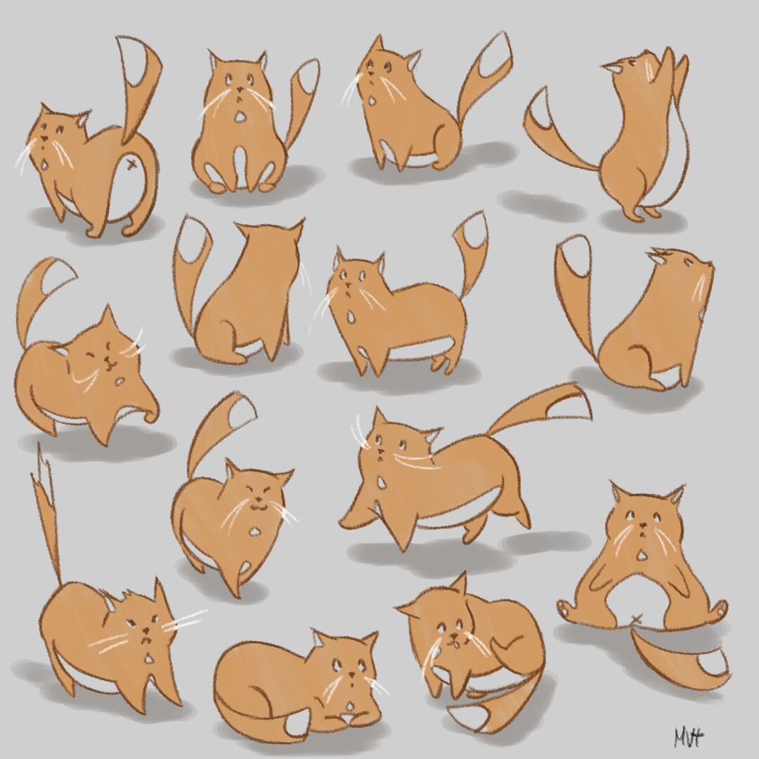 fat cat drawing reference