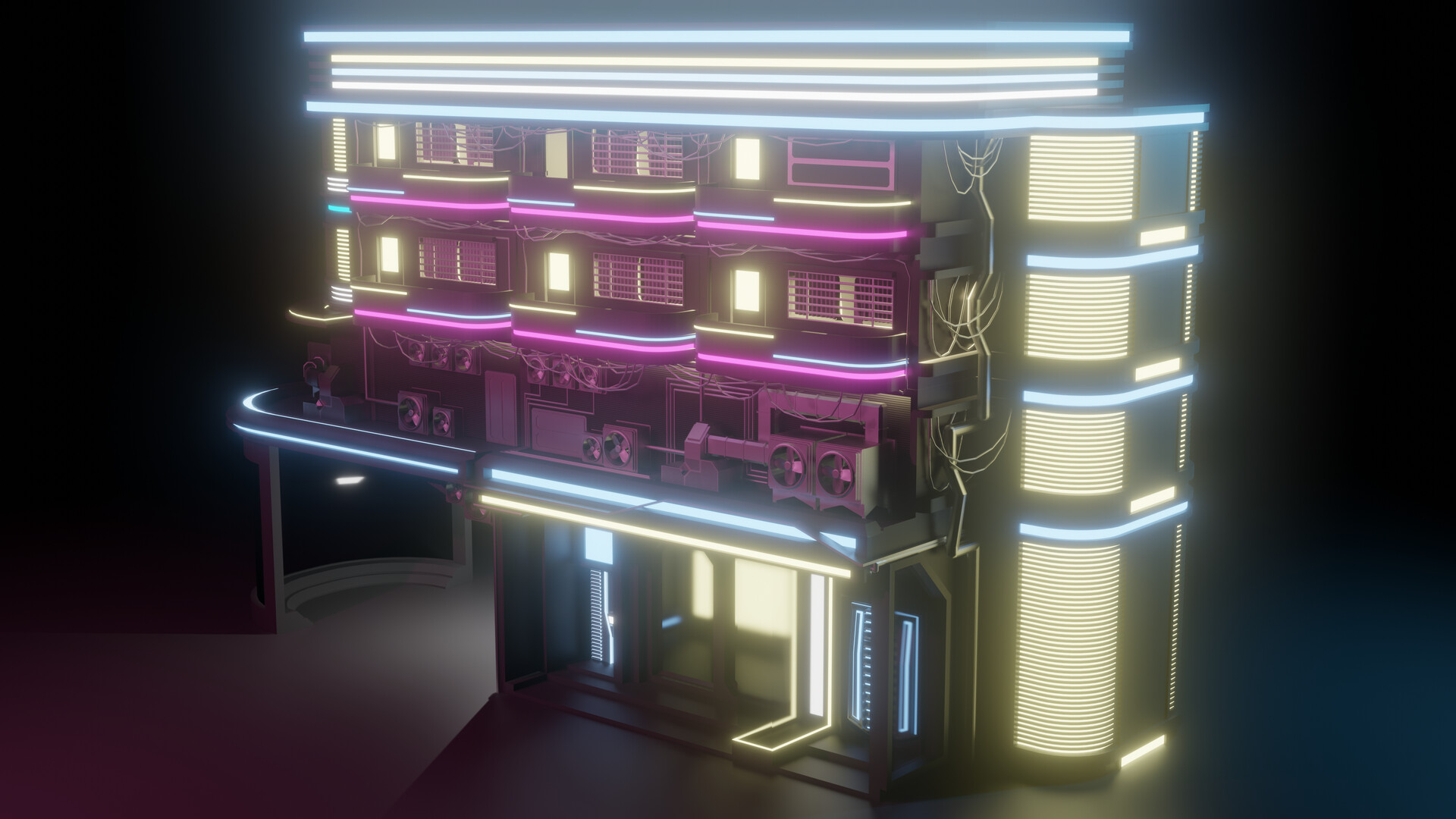 ArtStation - Cyberpunk Building Complex Coloured(FBX/OBJ)