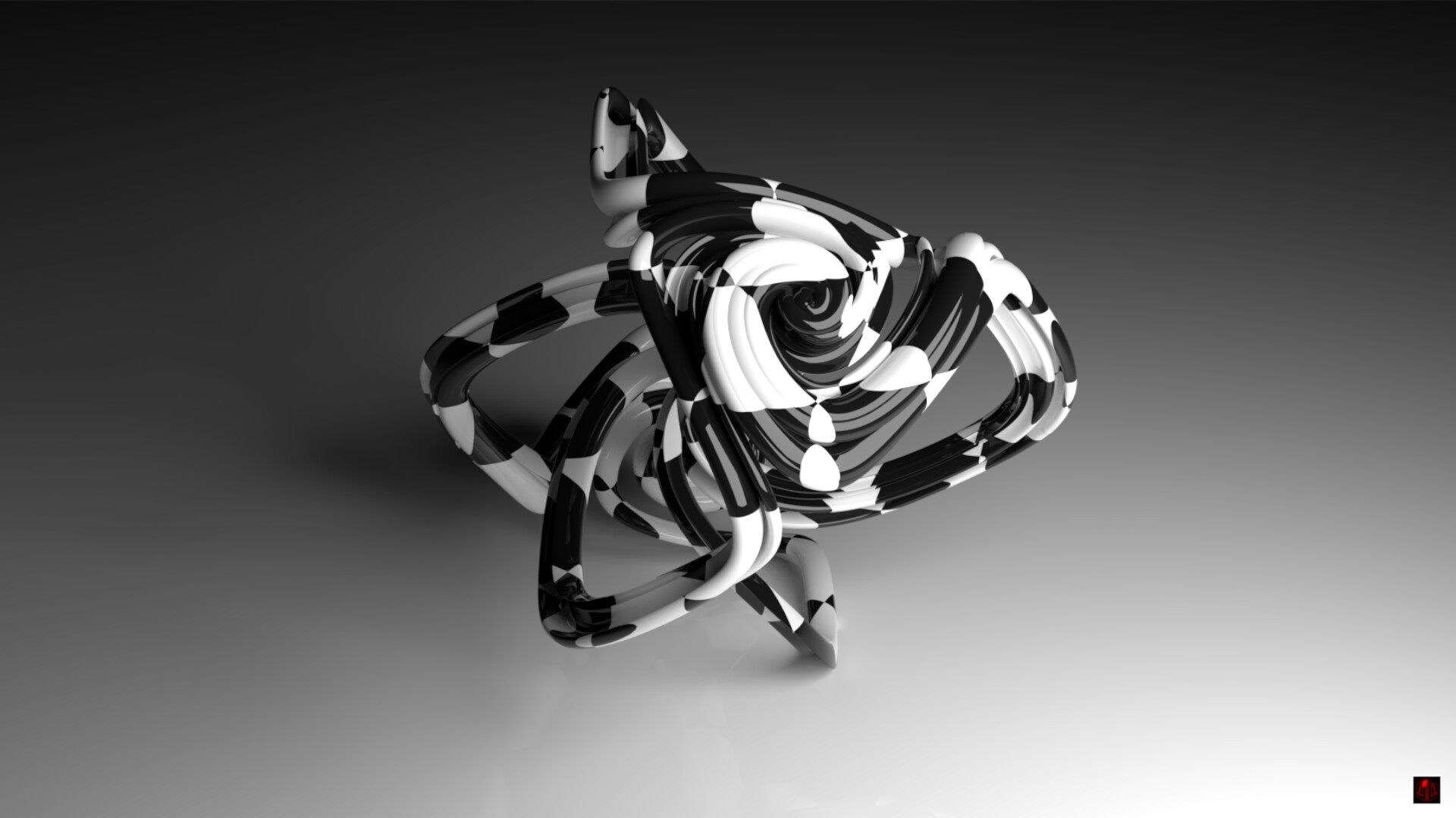 ArtStation - Abstract shape covered with black and white