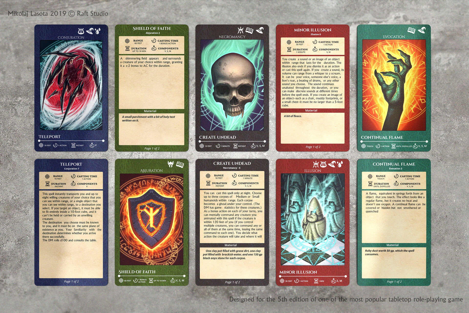 Mykola Lasota - DnD Magic Schools Illustration, card design and mockups