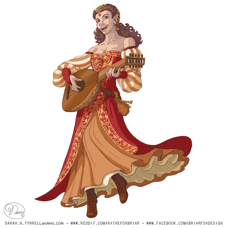 Sarah Naomi Tyrrell Character Commission Female Half Elf Bard