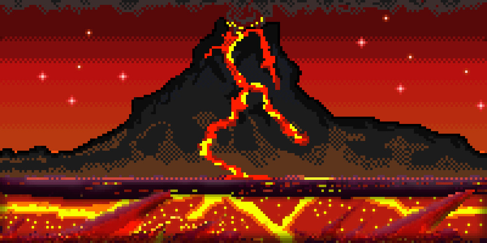 Joshua Groves - Pixel Art Volcano scene