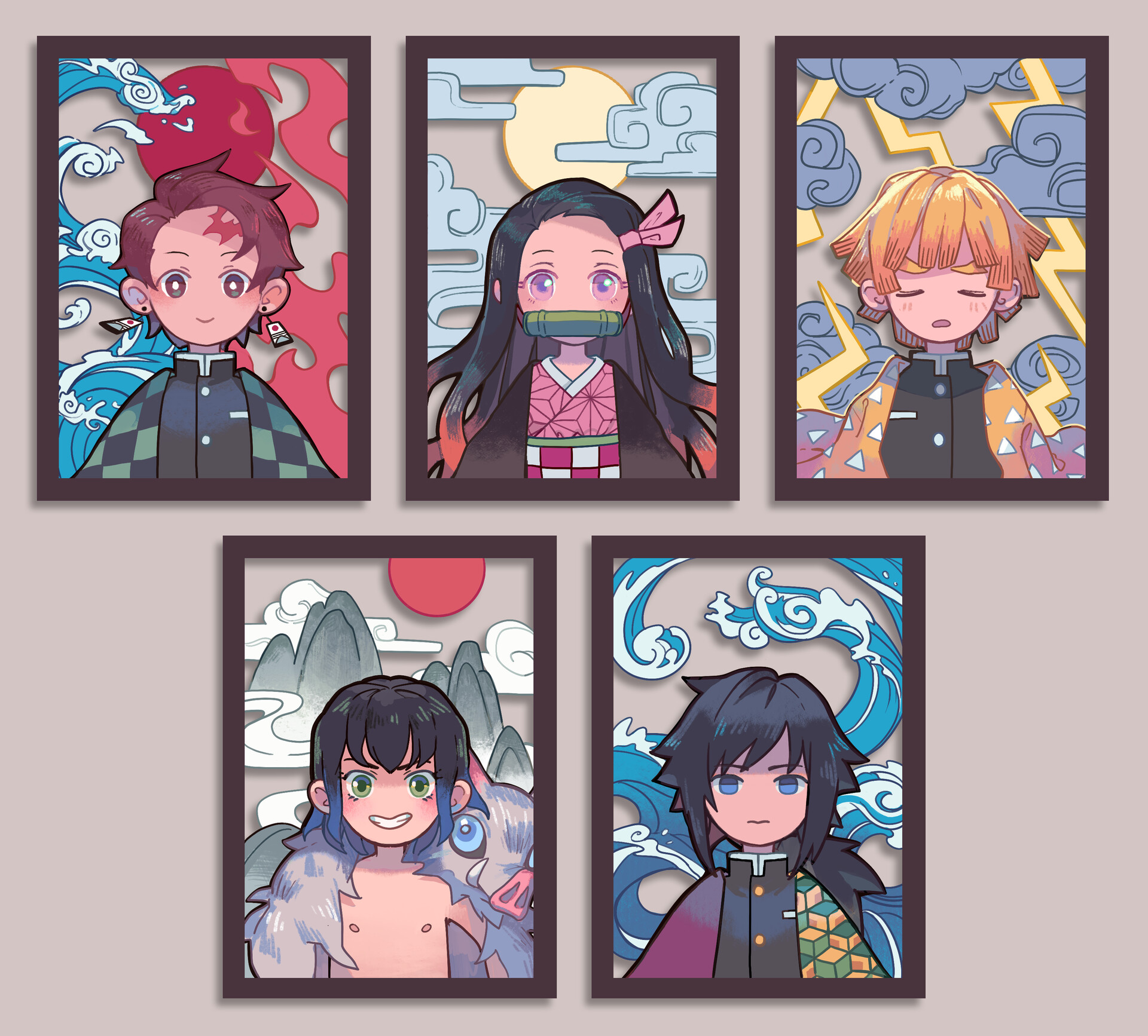 ArtStation - Demon Slayer Hanafuda Wooden Charms