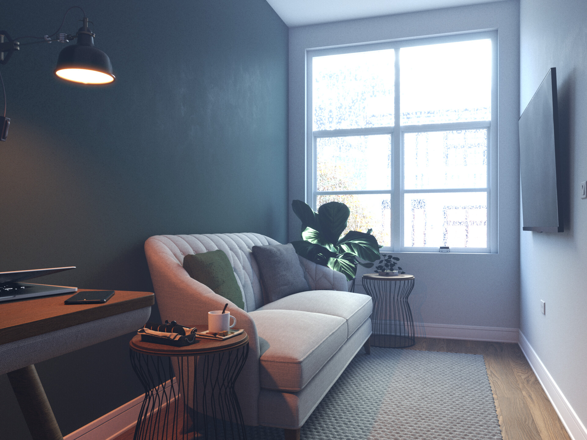 ArtStation - Small Green Living Room