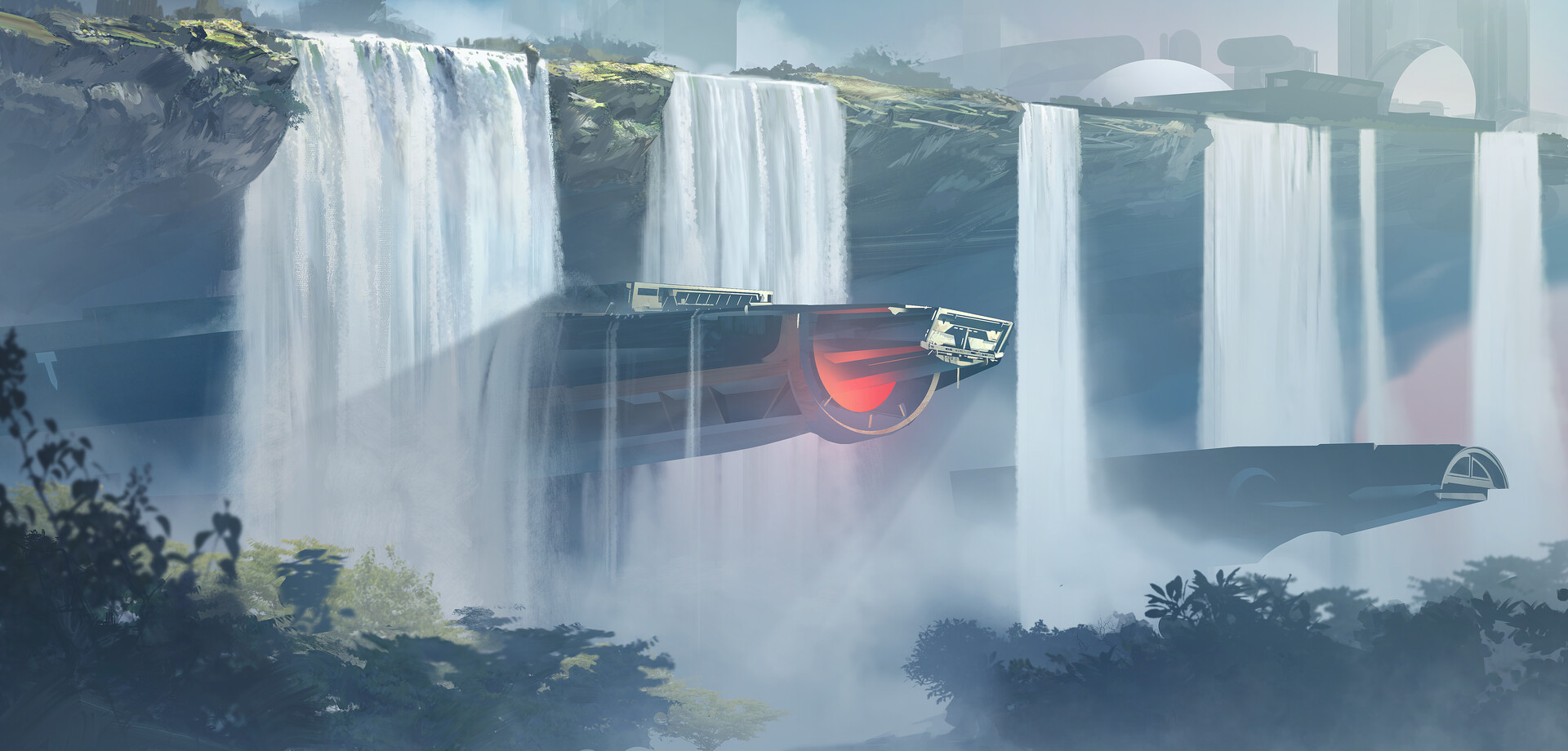 Waterfall Freighter by Brandt Andrist : r/ImaginaryFuturism