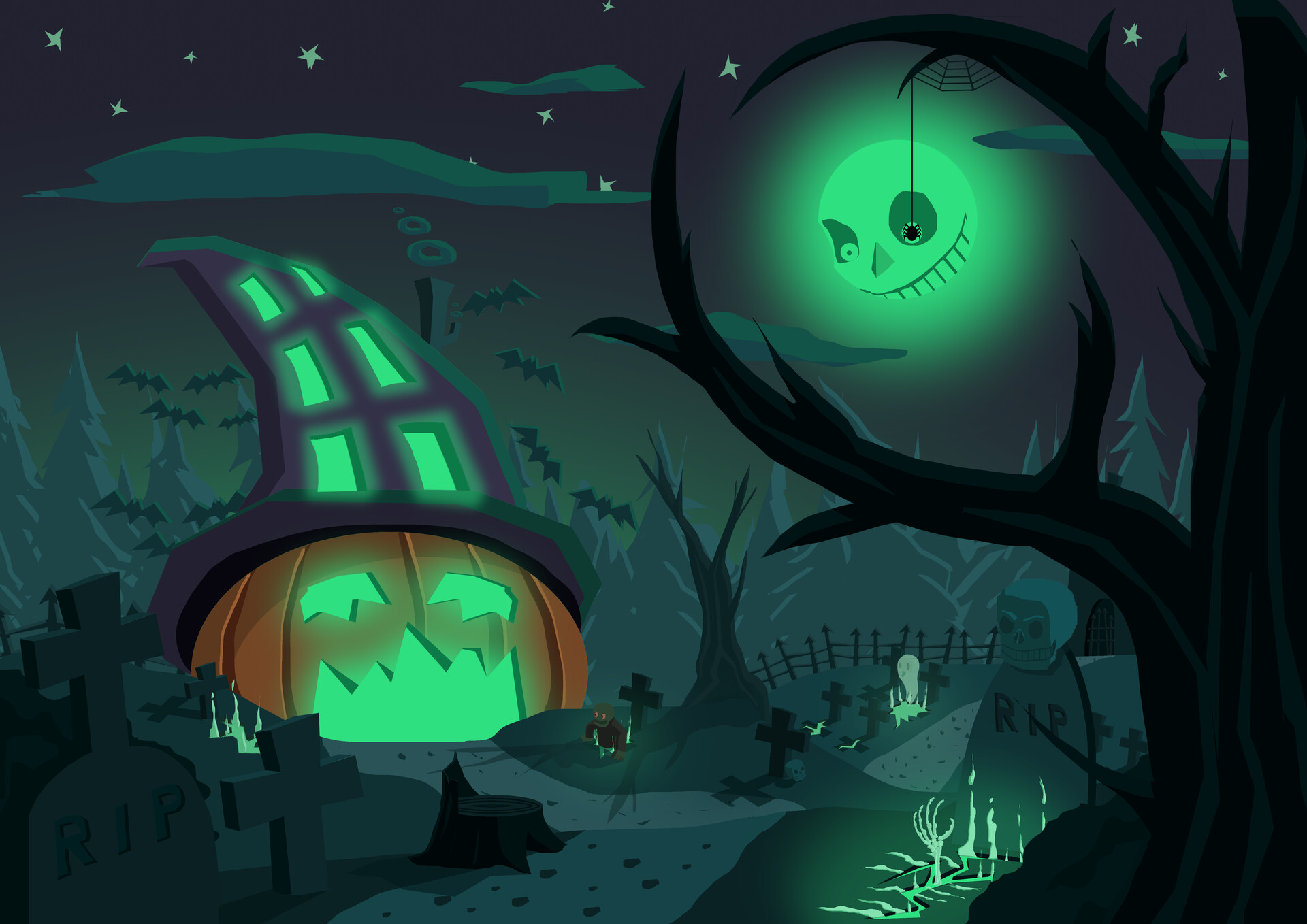 ArtStation - Décor Halloween cartoon