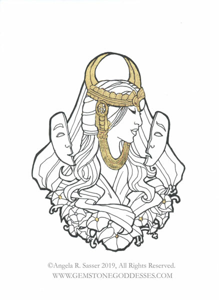 Angela Sasser - Birthstone Goddesses - Goddesses of Autumn in Ink and Gold