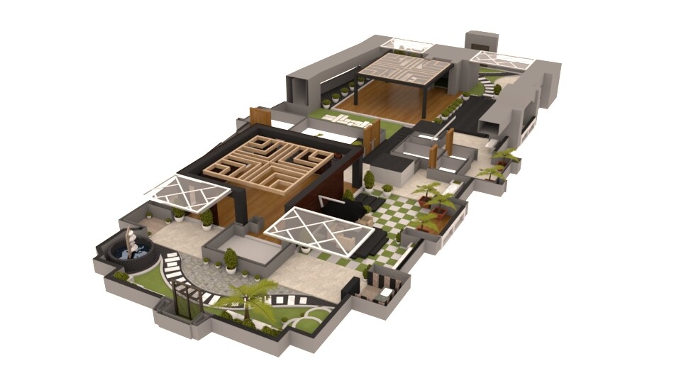 ArtStation - Terrace Landscape Day View 3D