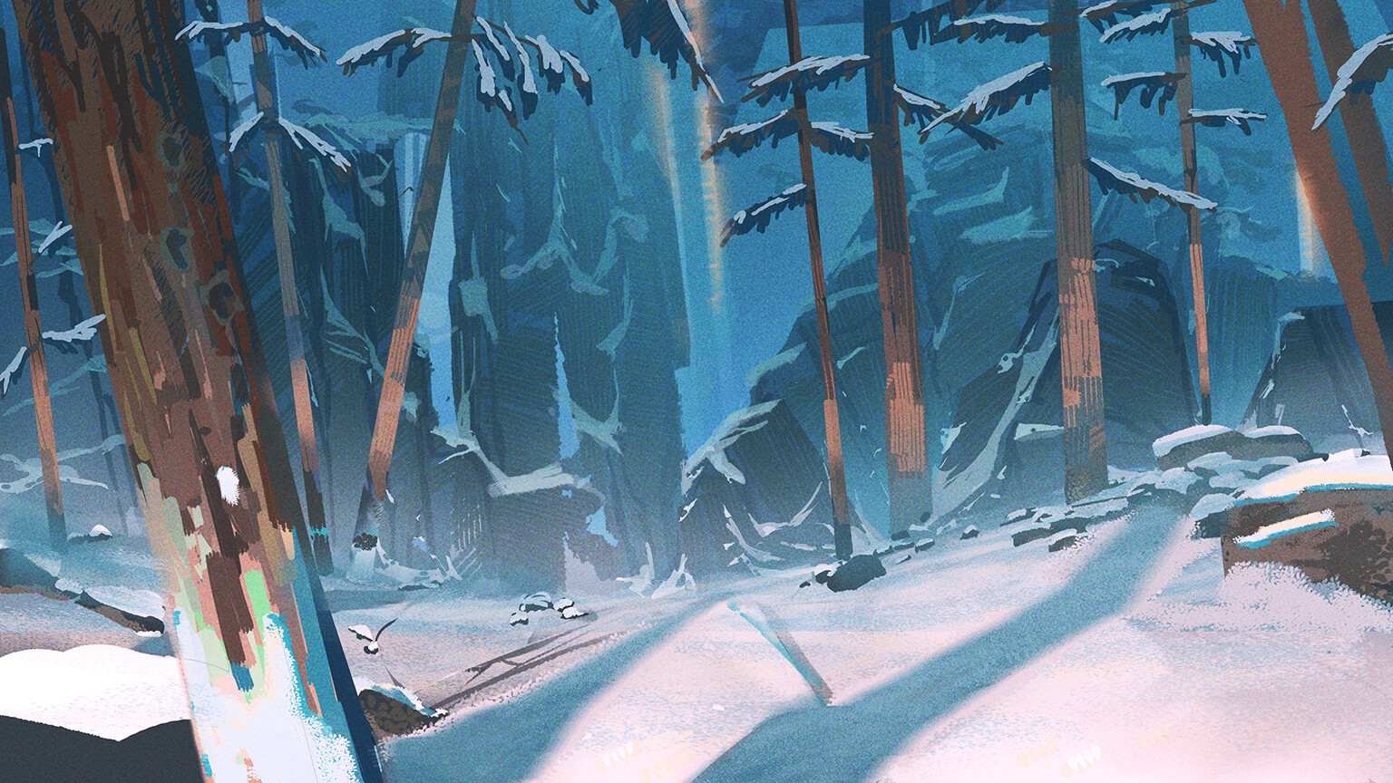 ArtStation - Winter Forest Background