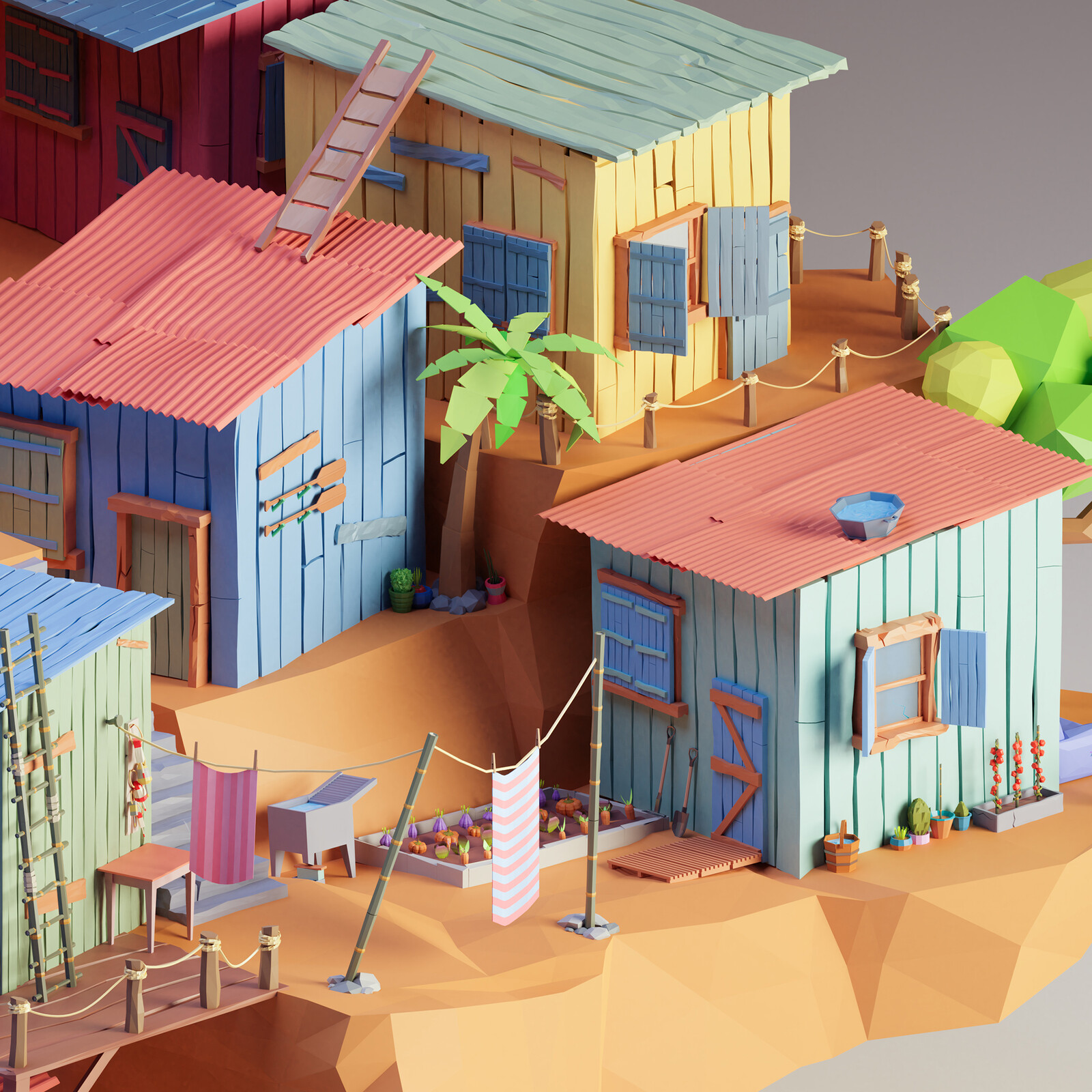 Ângelo Fernandes - Fishing village - Low poly 3D