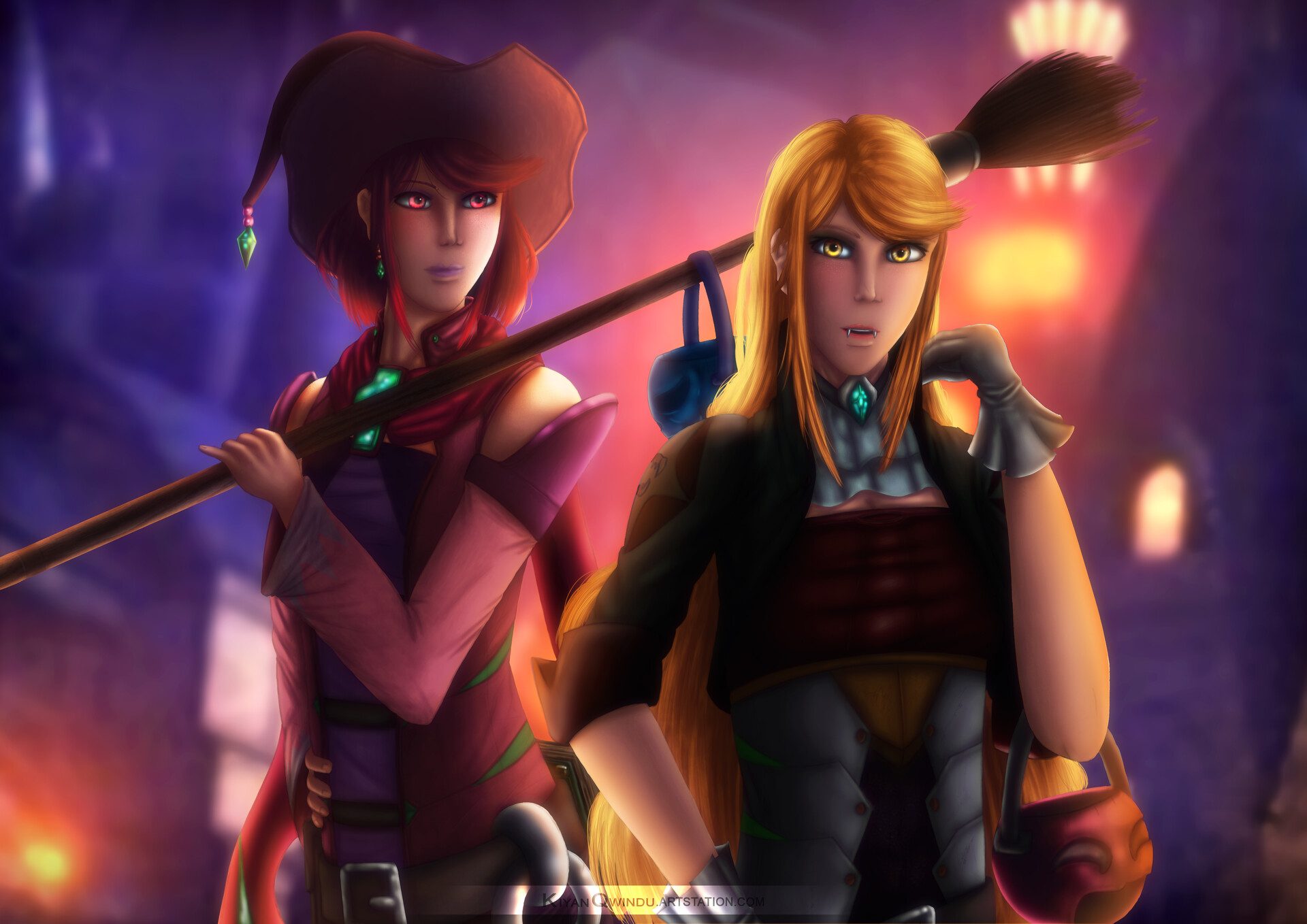 ArtStation - Pyra and Mythra Trick' Treating