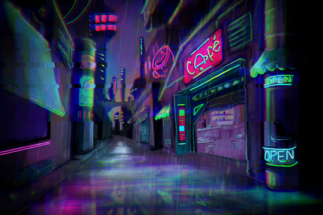 ArtStation - Cyberpunk Cafe