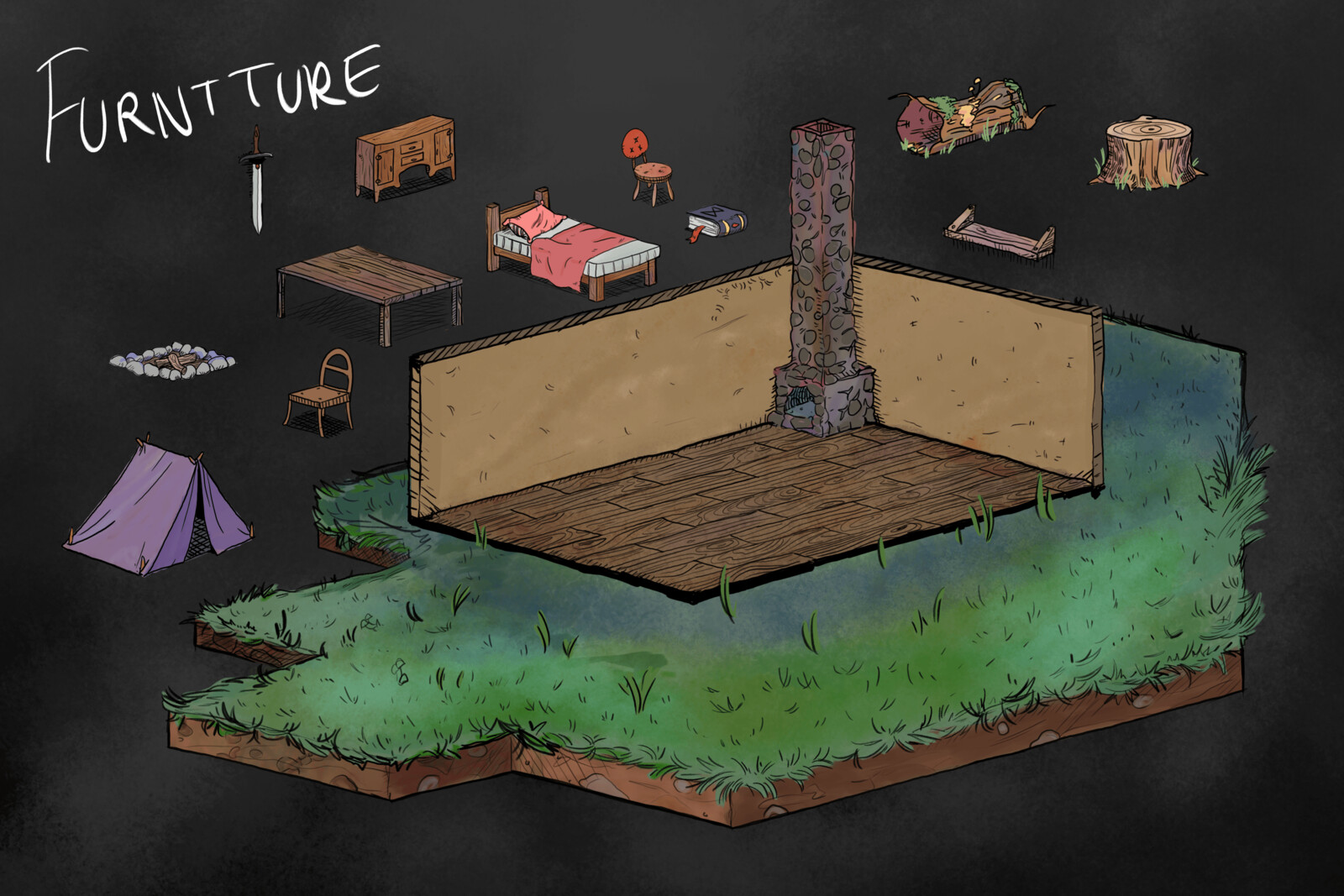 Giselle Martinez - Dimetric Cottages and Furniture Game Assets