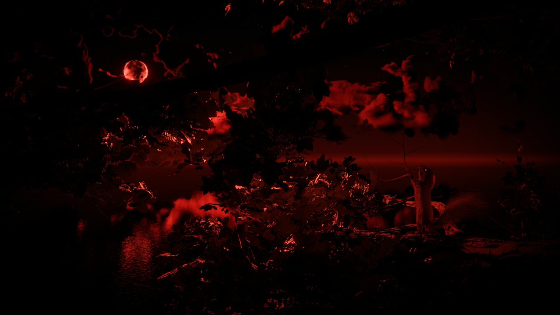 ArtStation - Red Moon - Theme No.5: The squirrel howls at the red moon