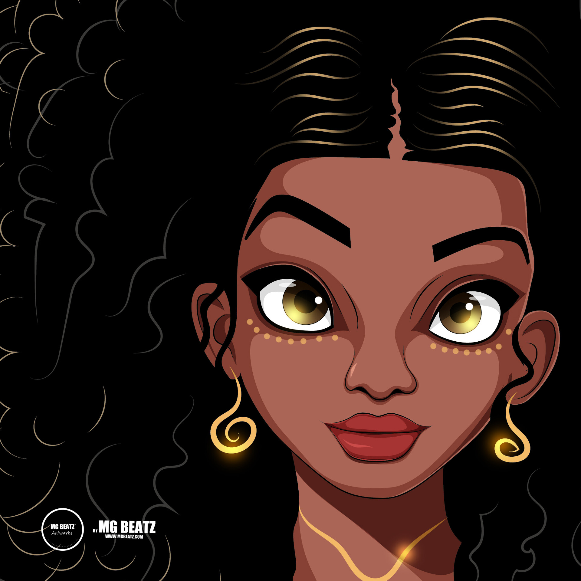 Afro Cartoon Girl Black Woman Long Hair Cartoon Vector Images (over
