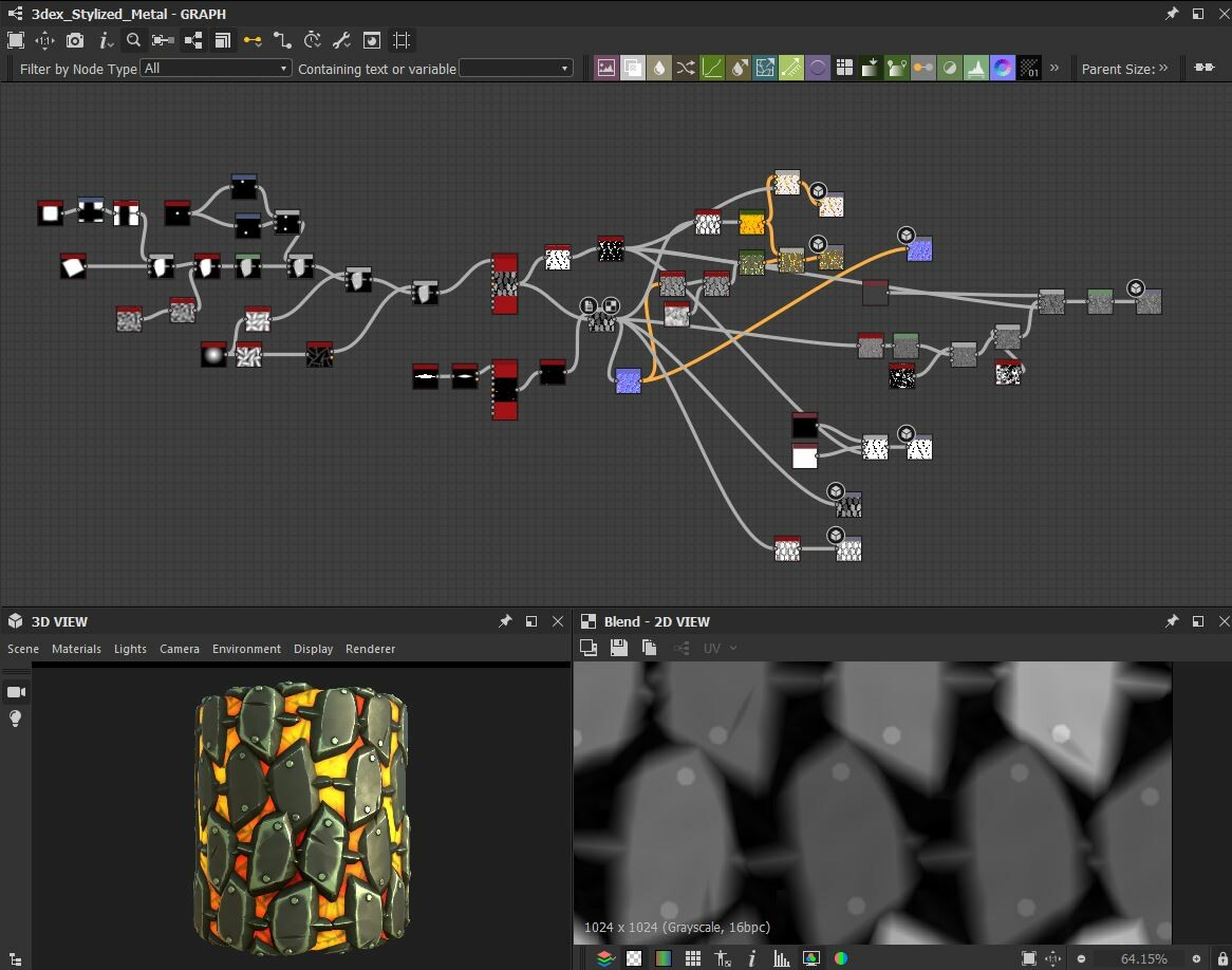 3dExtrude Tutorials - Stylized Metal - Substance Designer