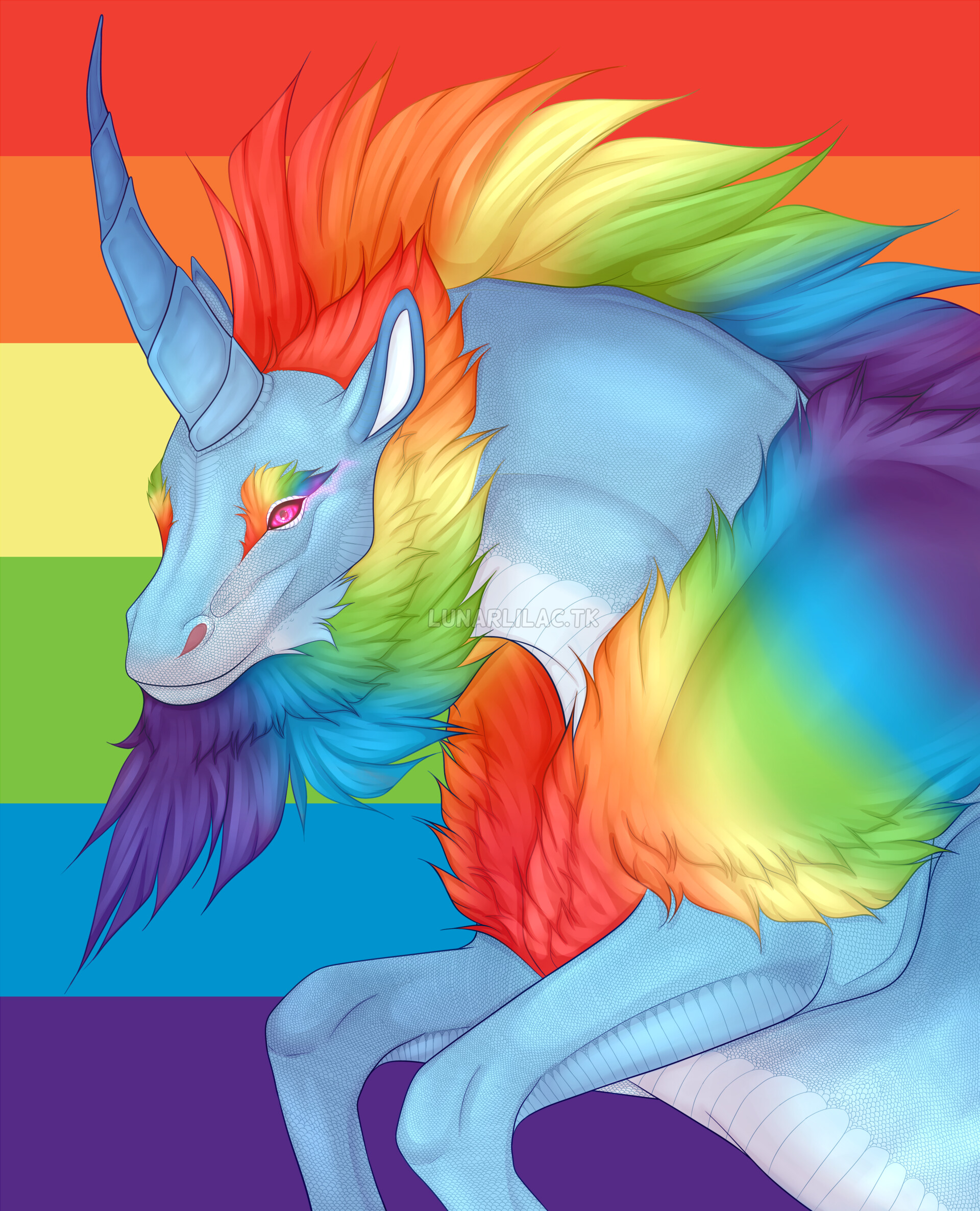 Rainbow Anime Wolf