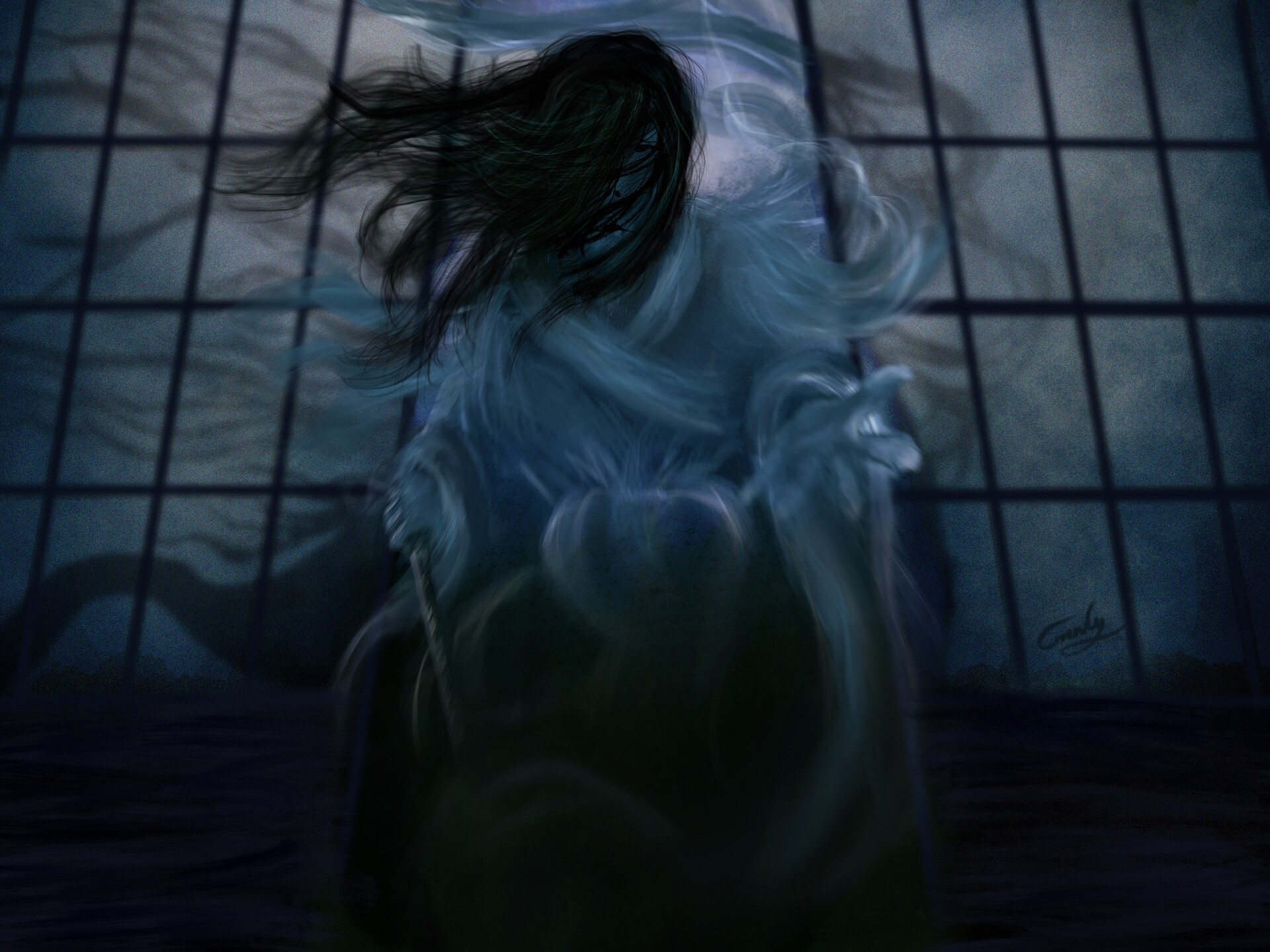 ArtStation - Creeptober Day 6/7 : Knife and Screen - Onryō