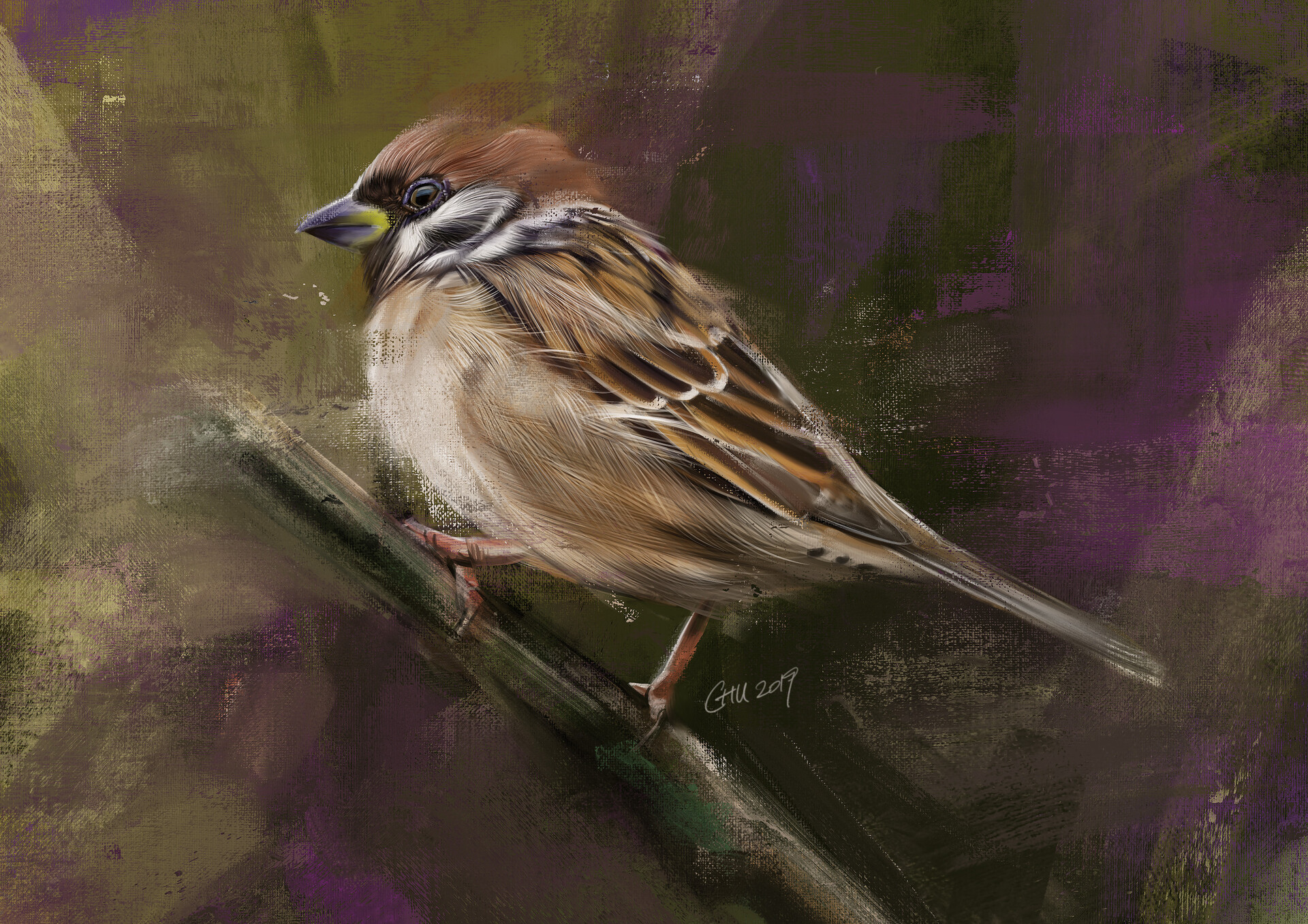 ArtStation - Procreate Painting Tree Sparrow