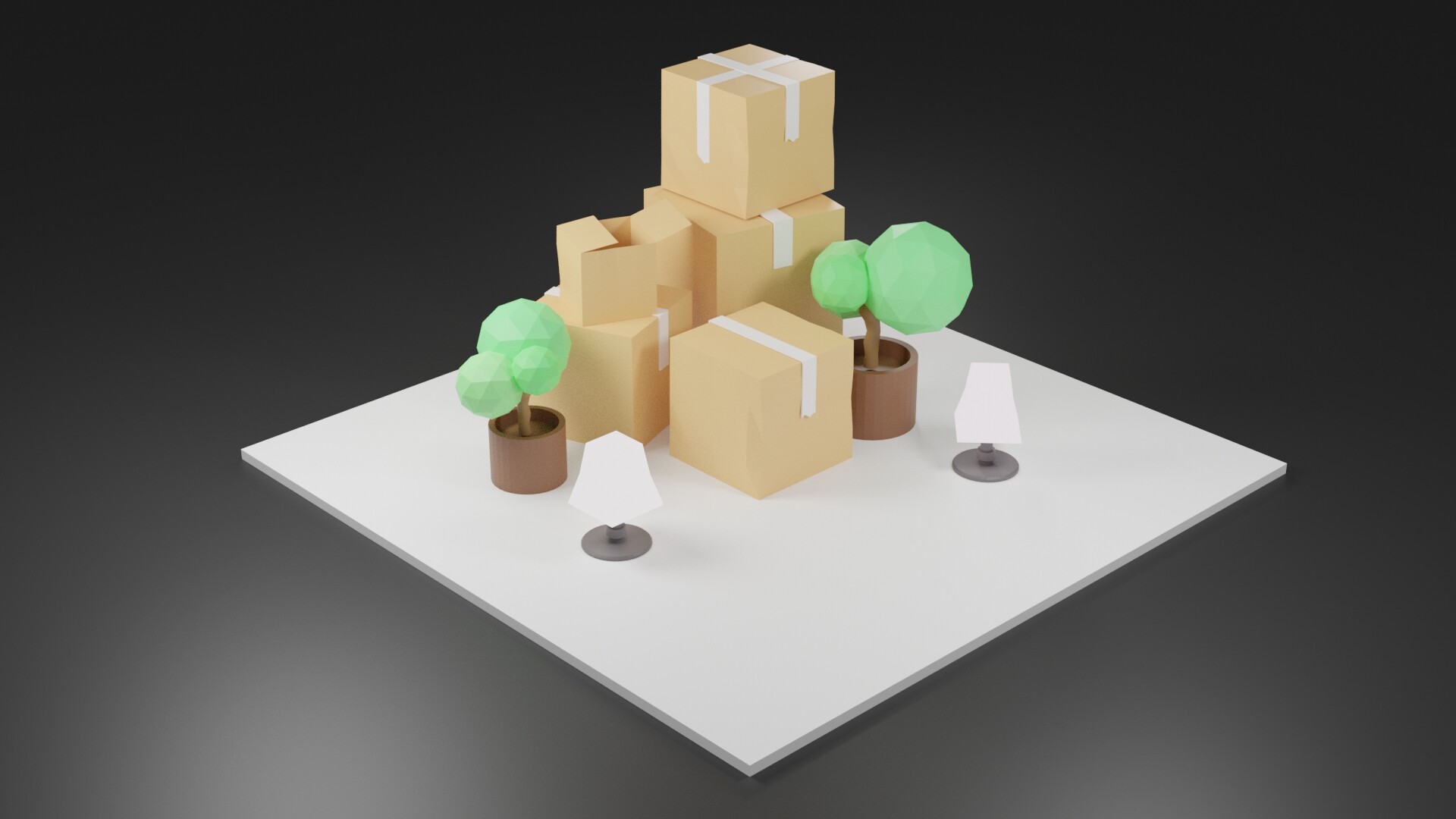 ArtStation - Cardboard low poly 3D modelling
