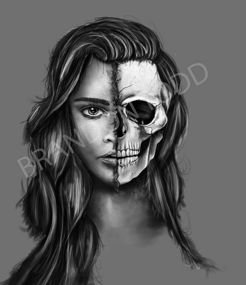 how to draw a skull girl