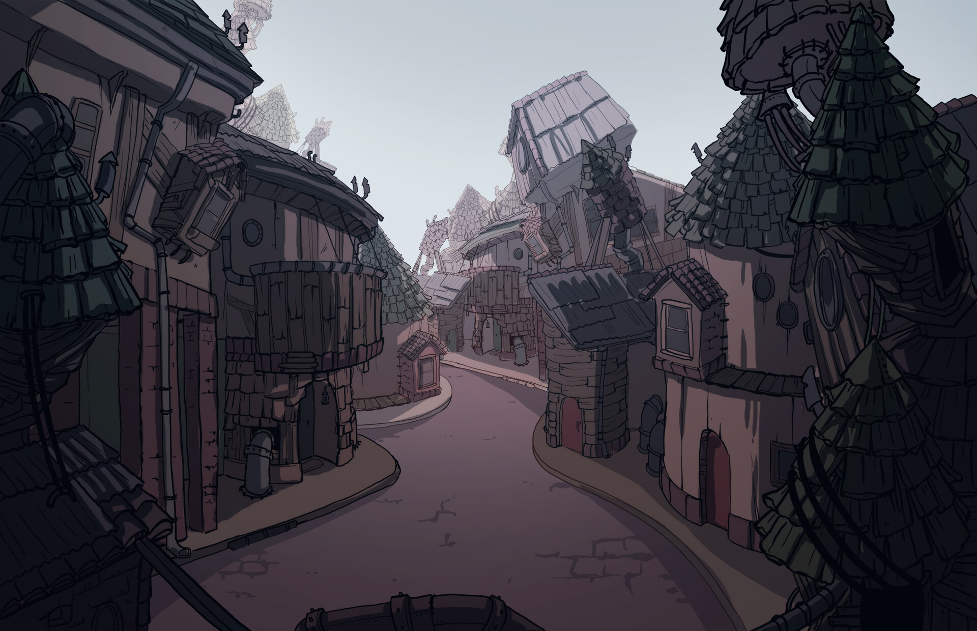 ArtStation - Environment Design - Steampunk Town