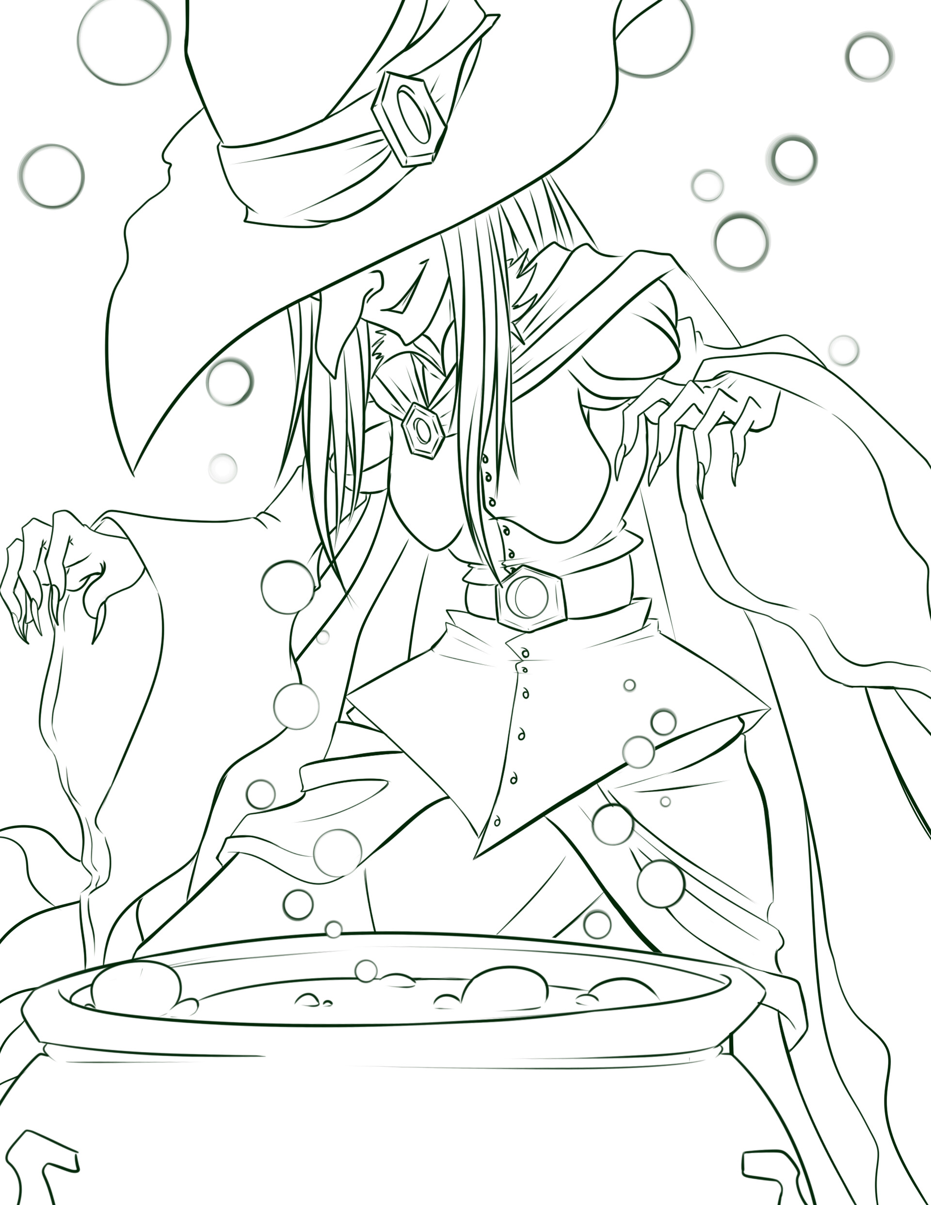 anime.witch coloring book