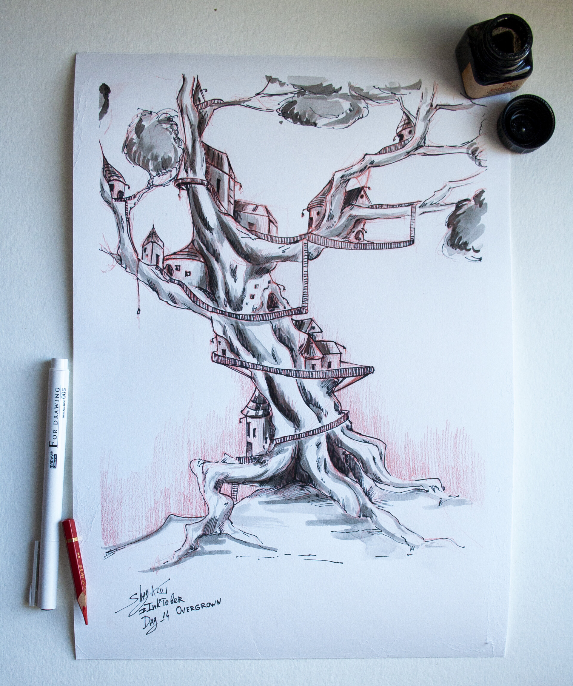 ArtStation - InkTober Day 14 - Overgrown