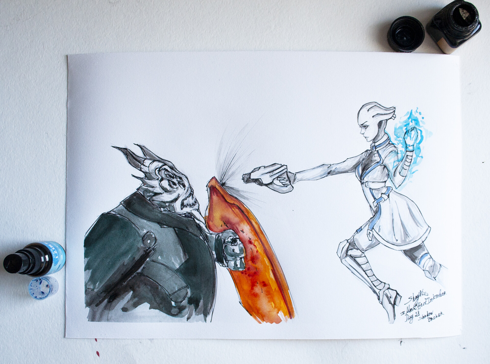 ArtStation - Mass Effect InkTober Day 28 - Shadow Broker