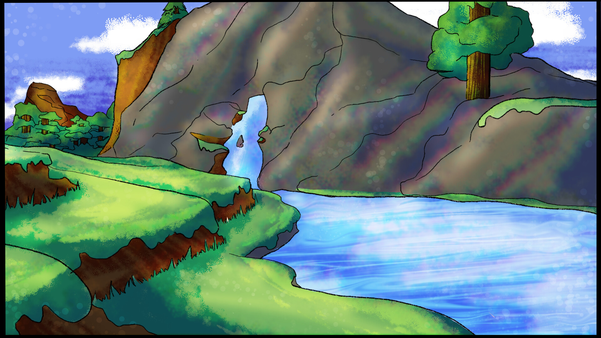 how to draw minecraft landscape