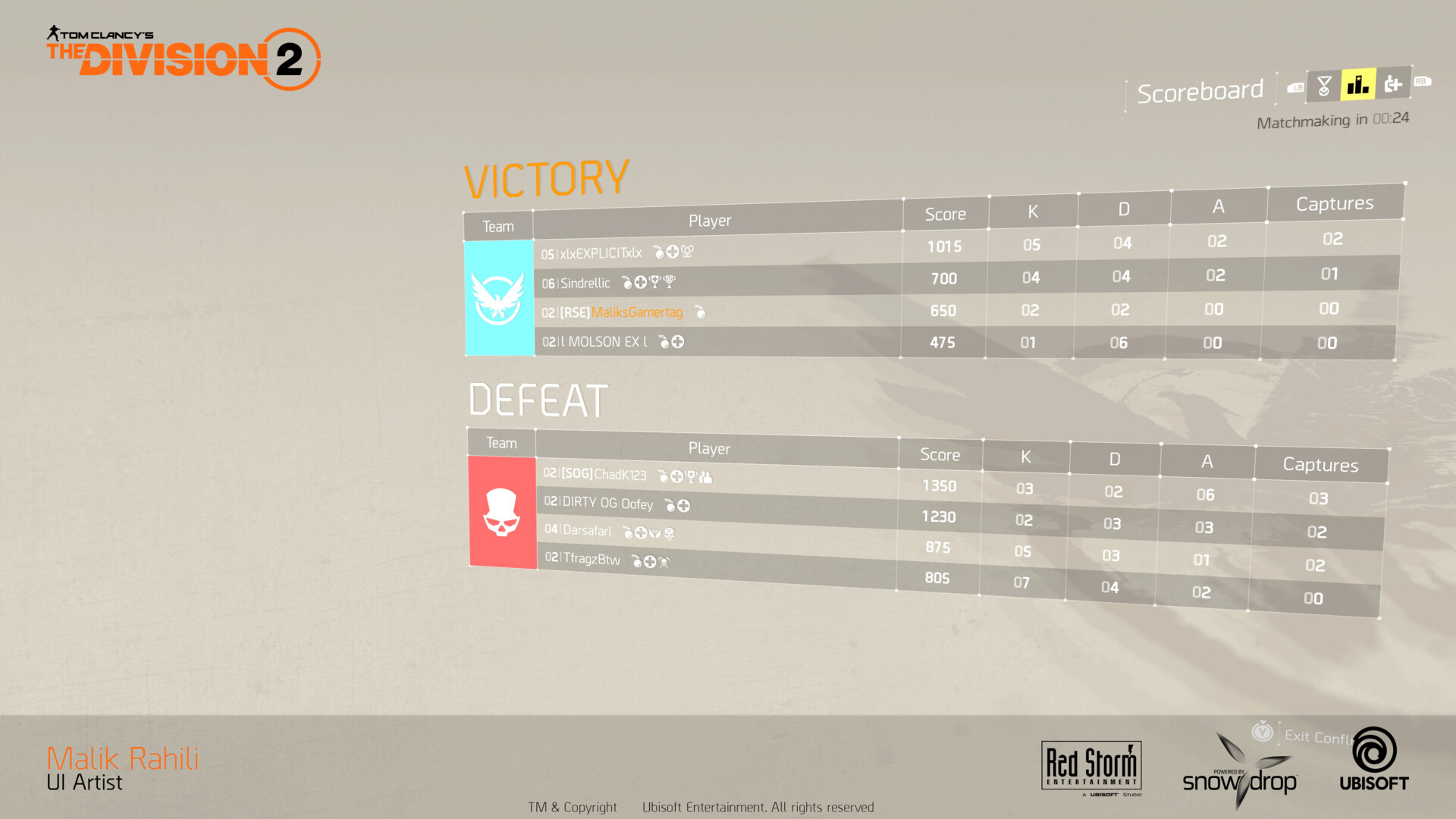 Malik Rahili - Tom Clancy's The Division 2 UI