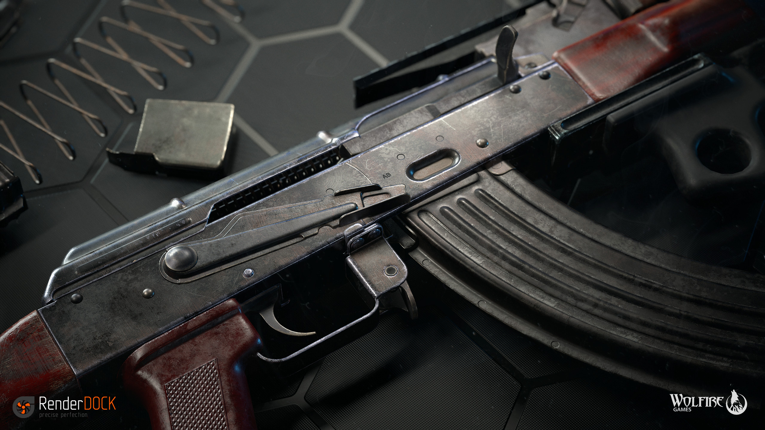 RenderDock - Kalashnikov AKM with GP-25 40mm launcher and all internals