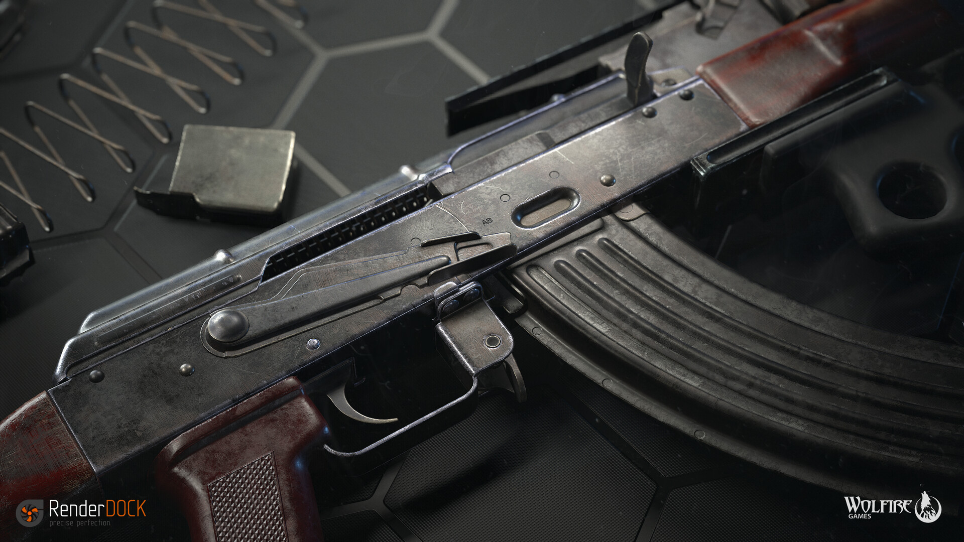 RenderDock - Kalashnikov AKM with GP-25 40mm launcher and all internals