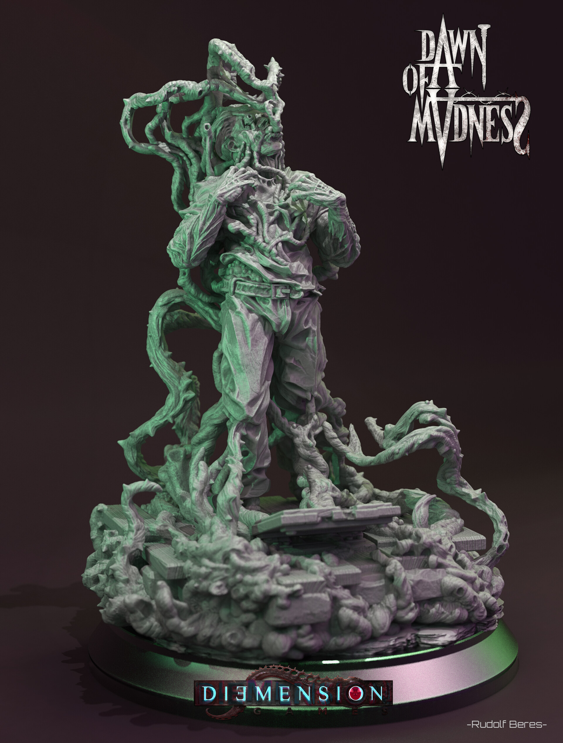 Béres Rudolf Artist - Dawn of Madness Man invaded by plants