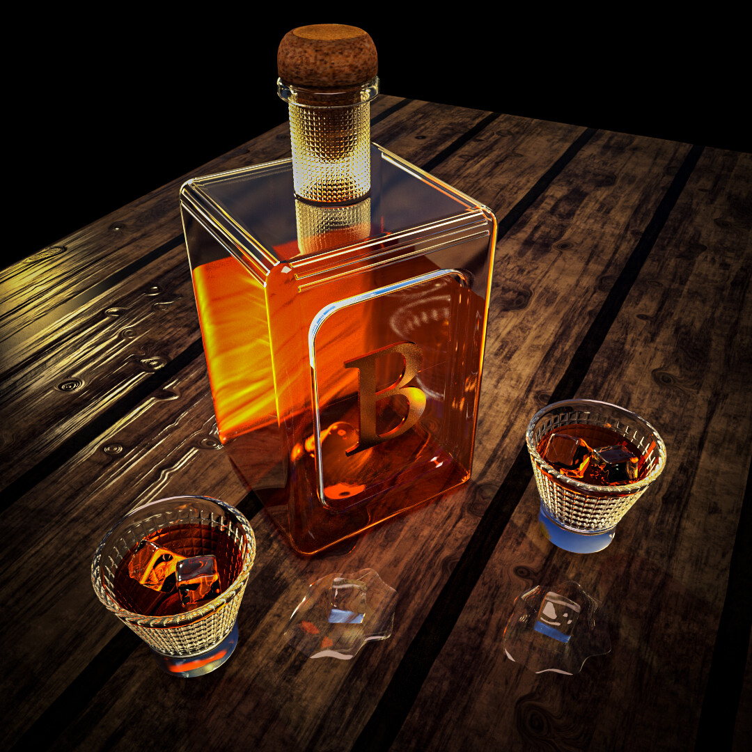 ArtStation - Whisky Bottle Test ( Cinema 4D + Redshift Render )
