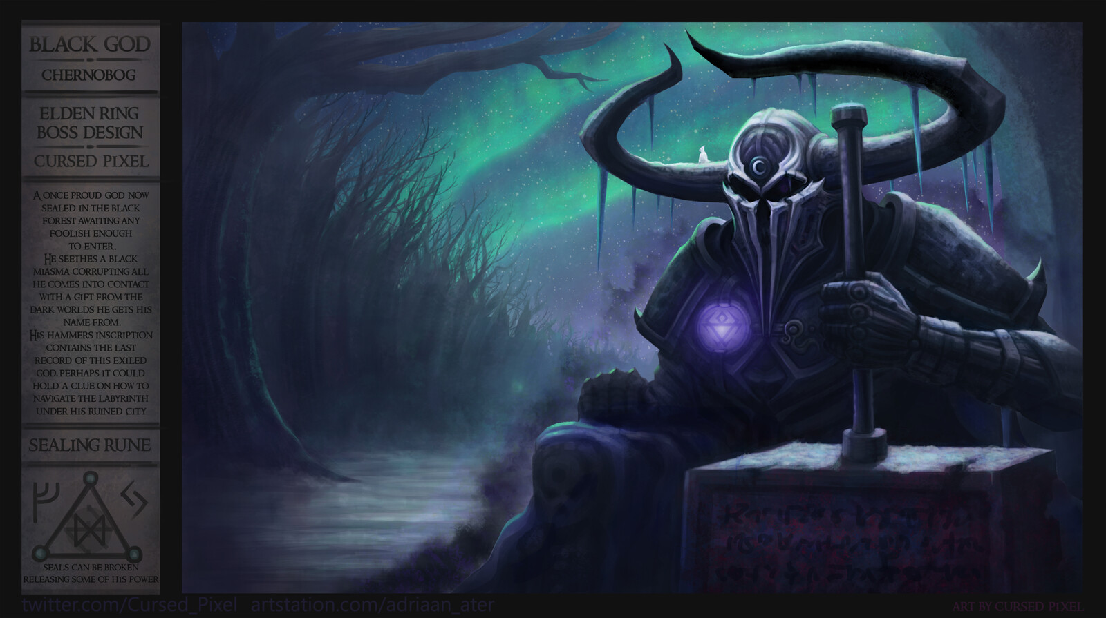 Cursed Pixel - Elden ring boss - Black god - Vaatividya art comp - Nov 2019