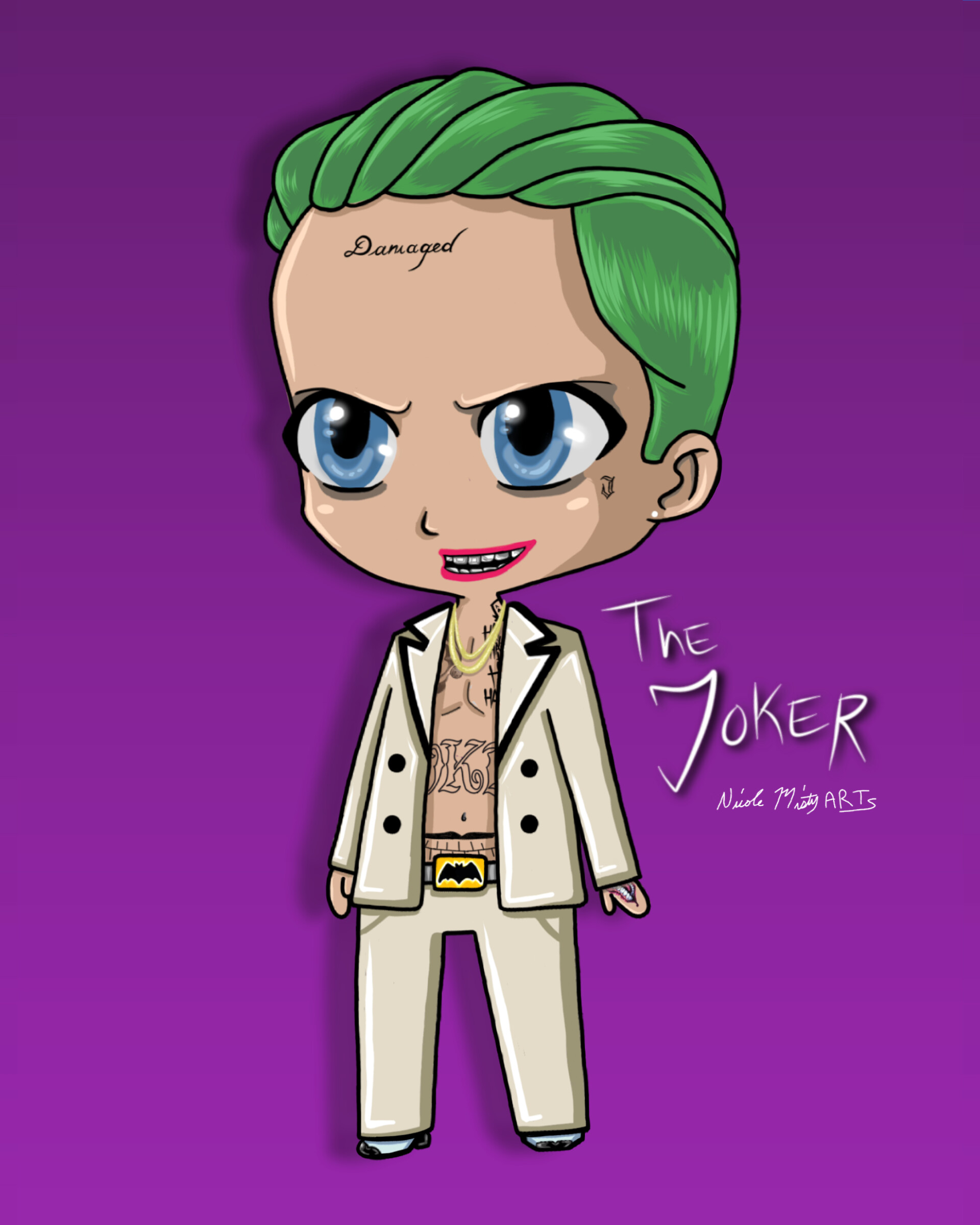 how to draw chibi joker from suicide squad