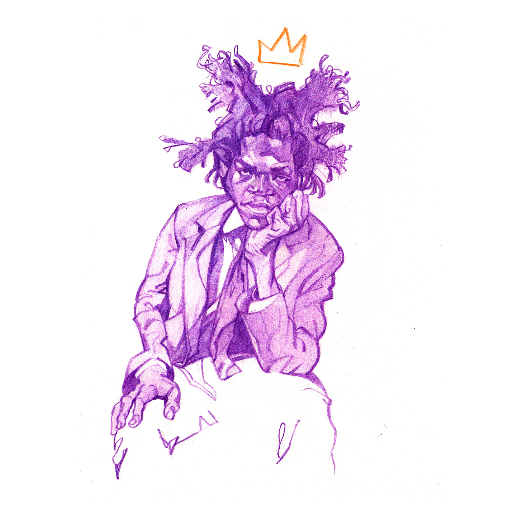 ArtStation - Basquiat, color pencils.
