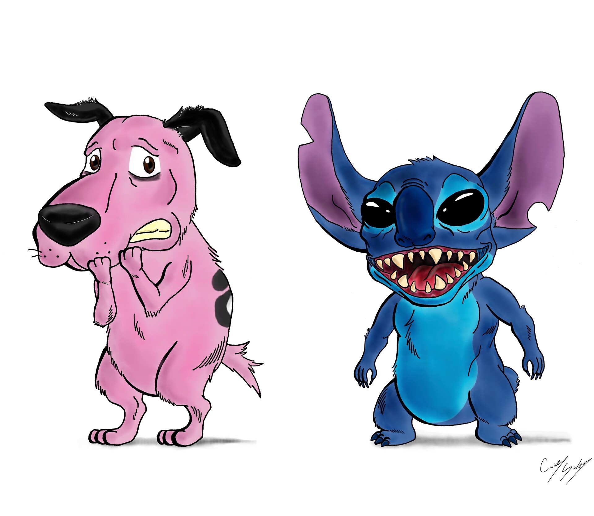 ArtStation - Courage the Cowardly Dog & Stitch