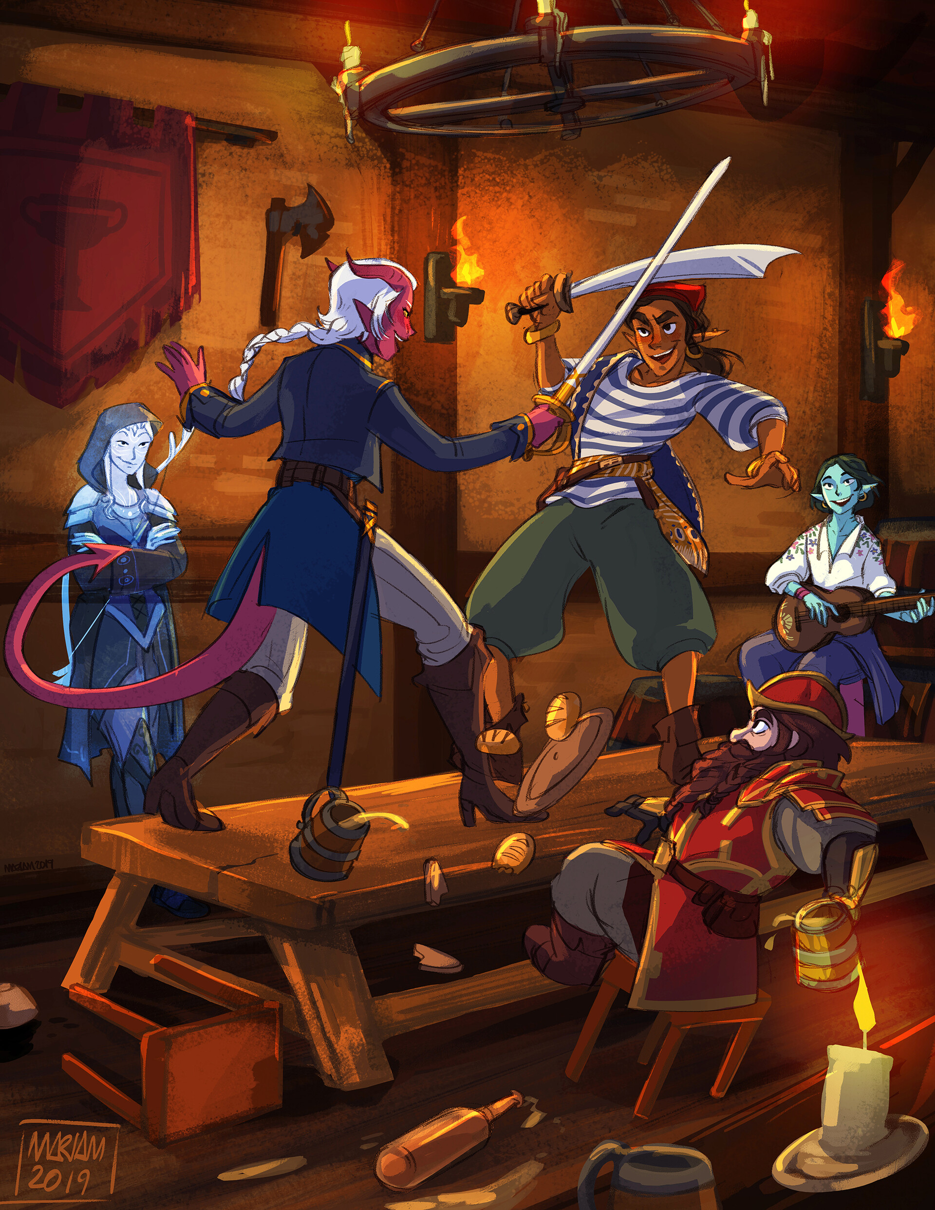 ArtStation - Tavern fight - DnD