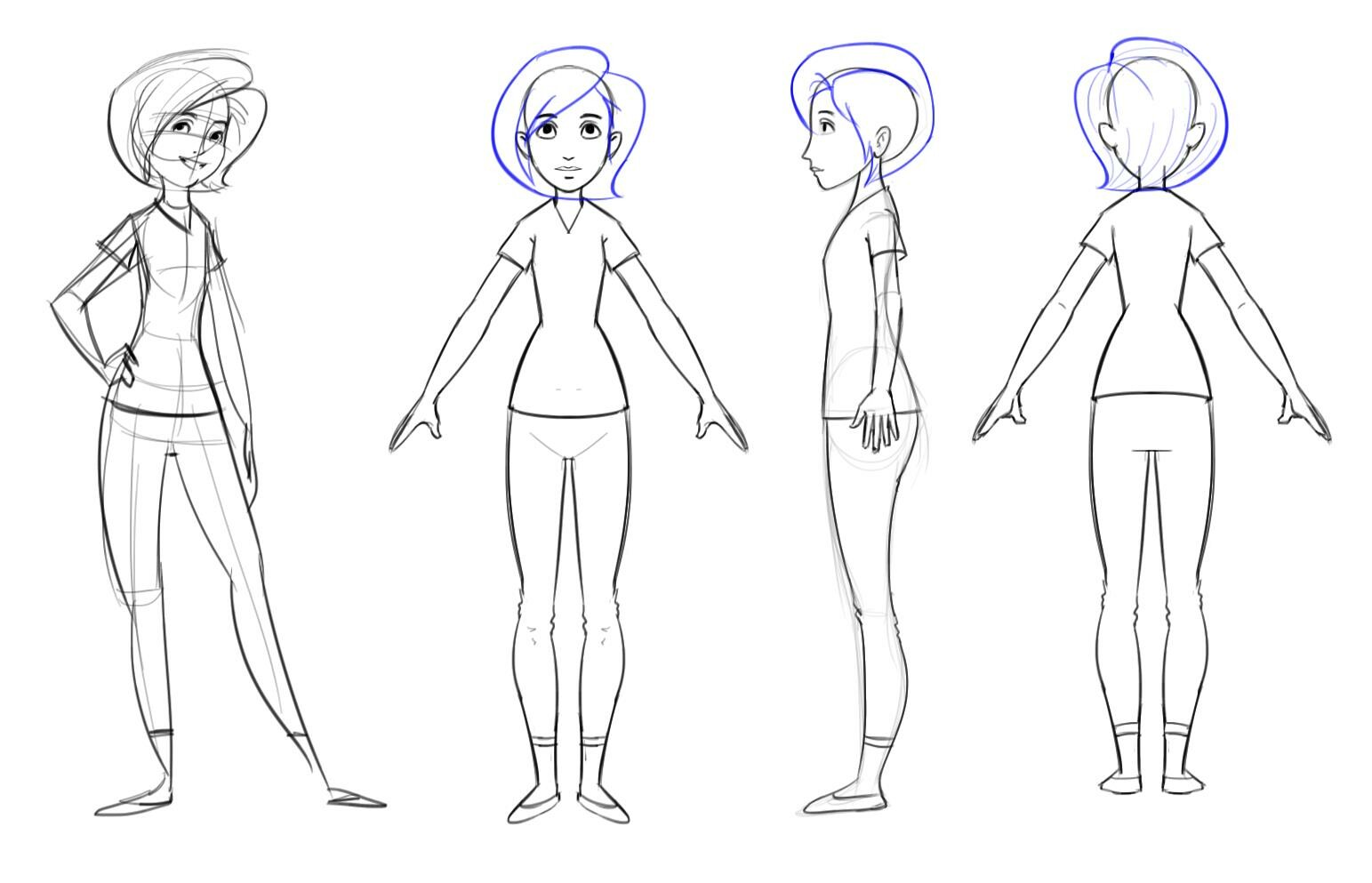 how to draw a girl turned around