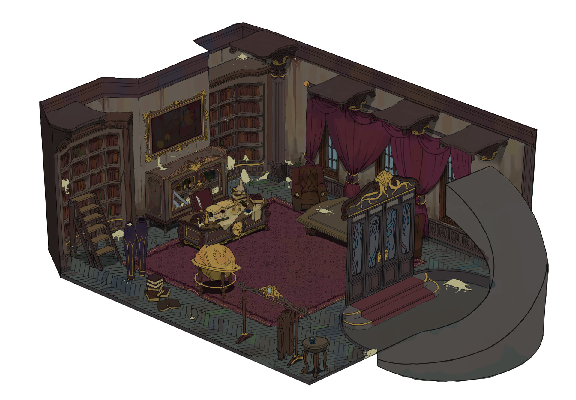 ArtStation - Antique room sketch