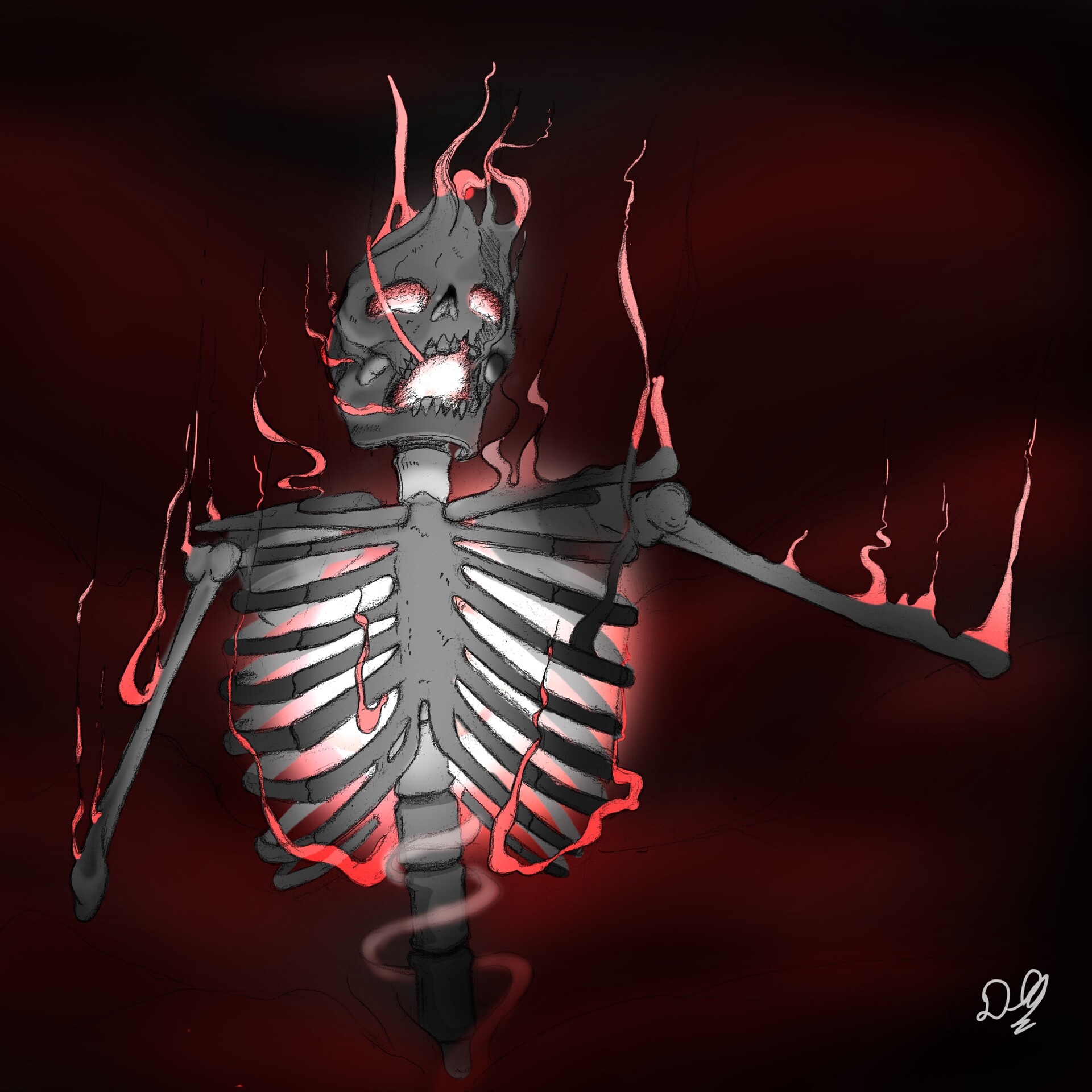 ArtStation - Burning Skeleton