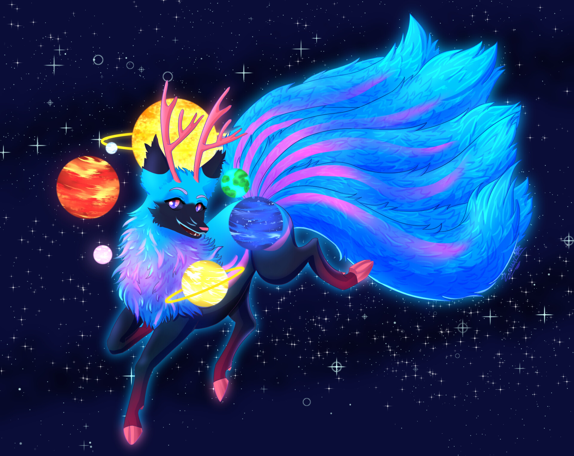 ArtStation - Milky Way deer fox