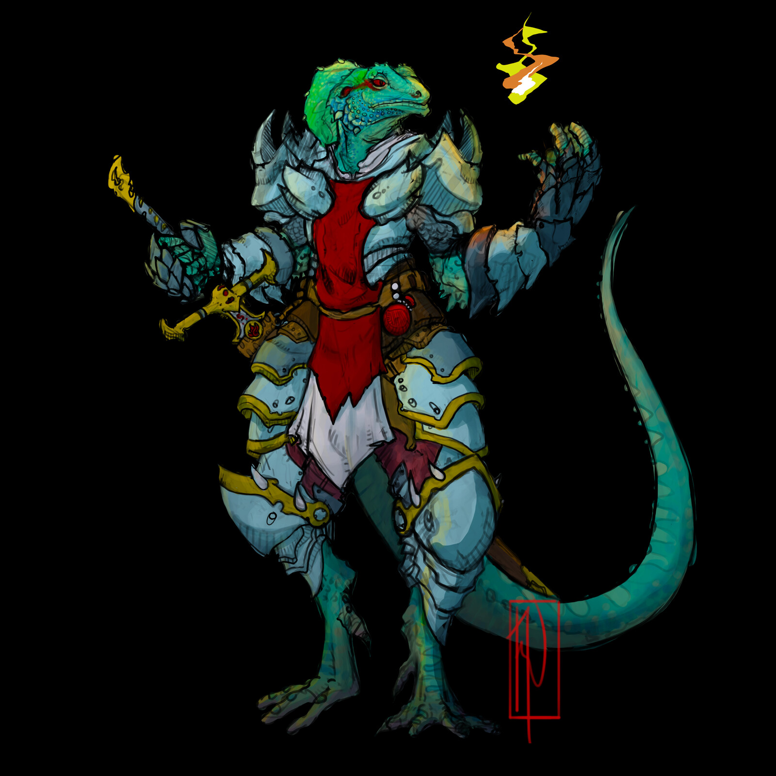 Nicholas "Rookzer0" - Mander - Lizardfolk Paladin of the sacred flame