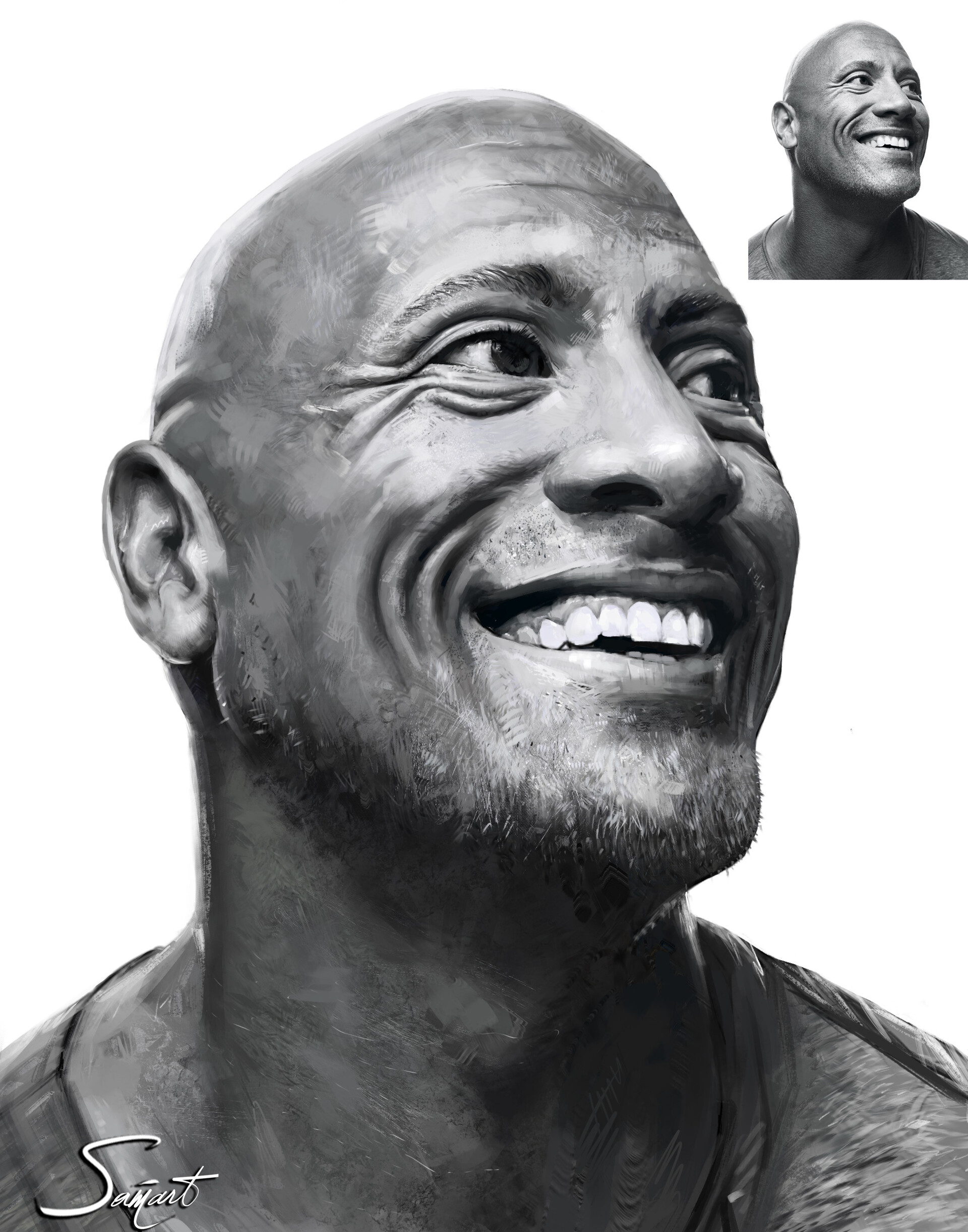 ArtStation - Dwayne Johnson portrait