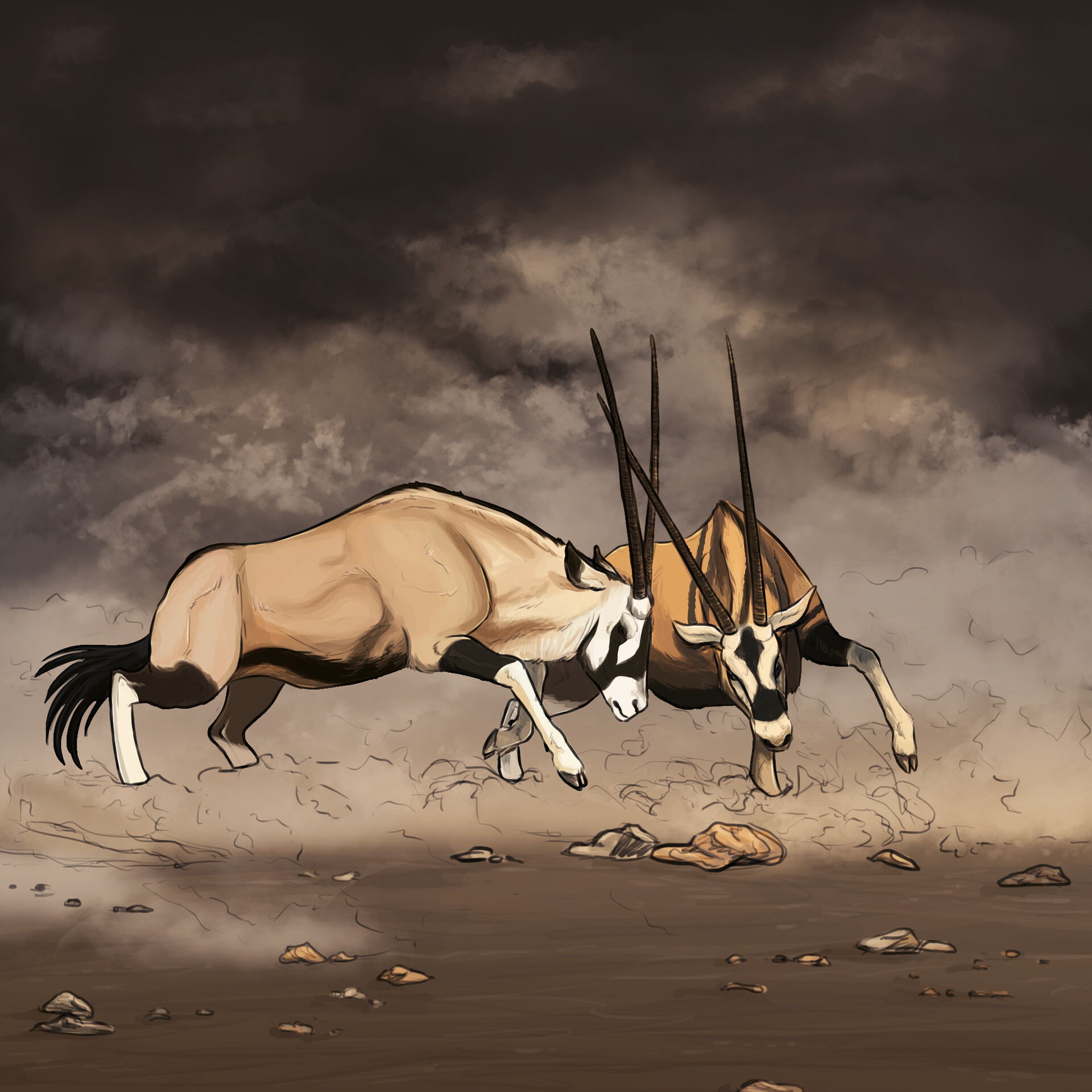 ArtStation - Oryx Antelops fight - Study