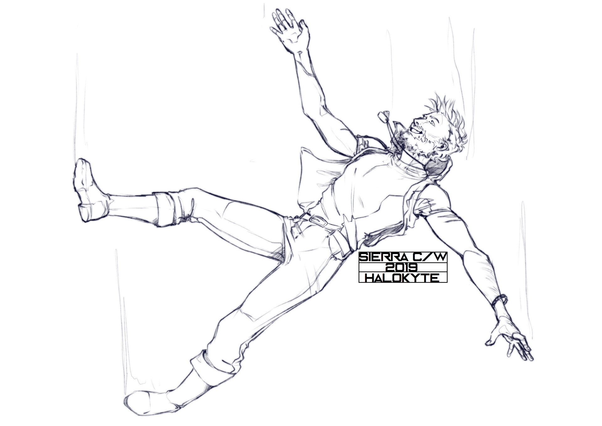 person falling art reference